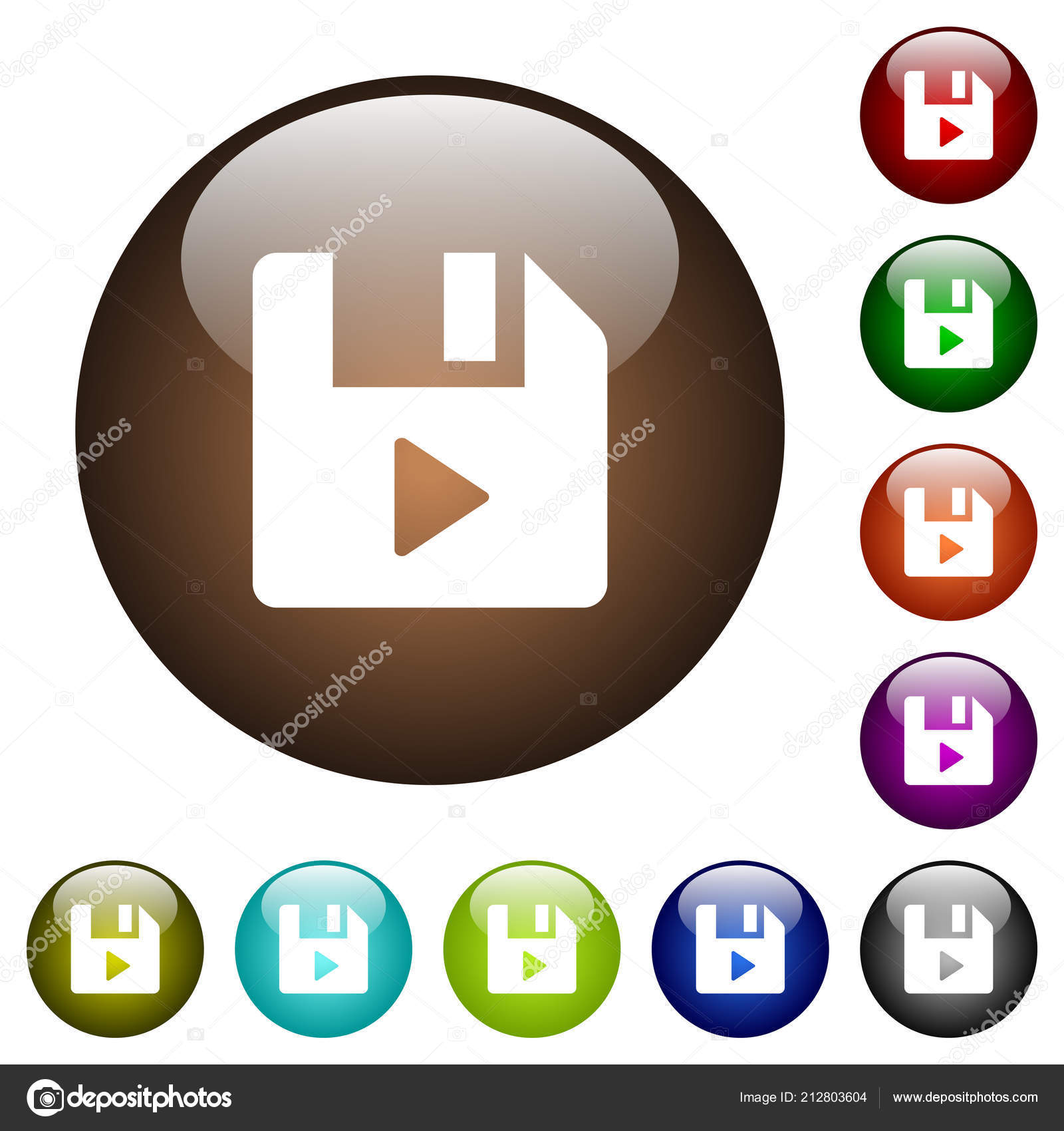 File Play White Icons Color Glass Buttons Stock Vector by ...