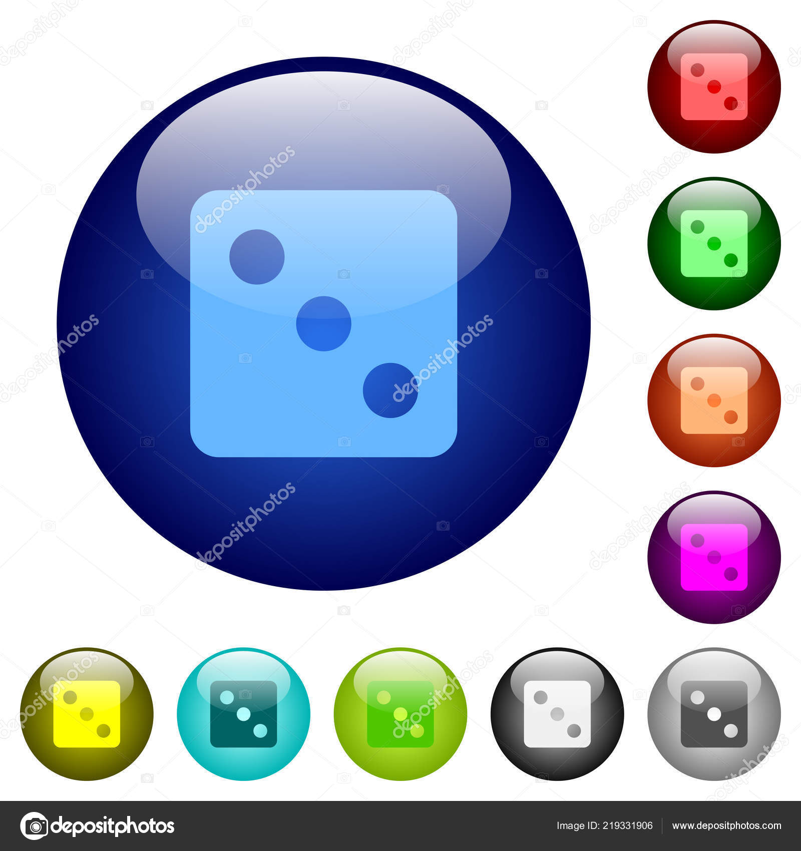 Dice Three Icons Color Glass Buttons Stock Vector Image by ...