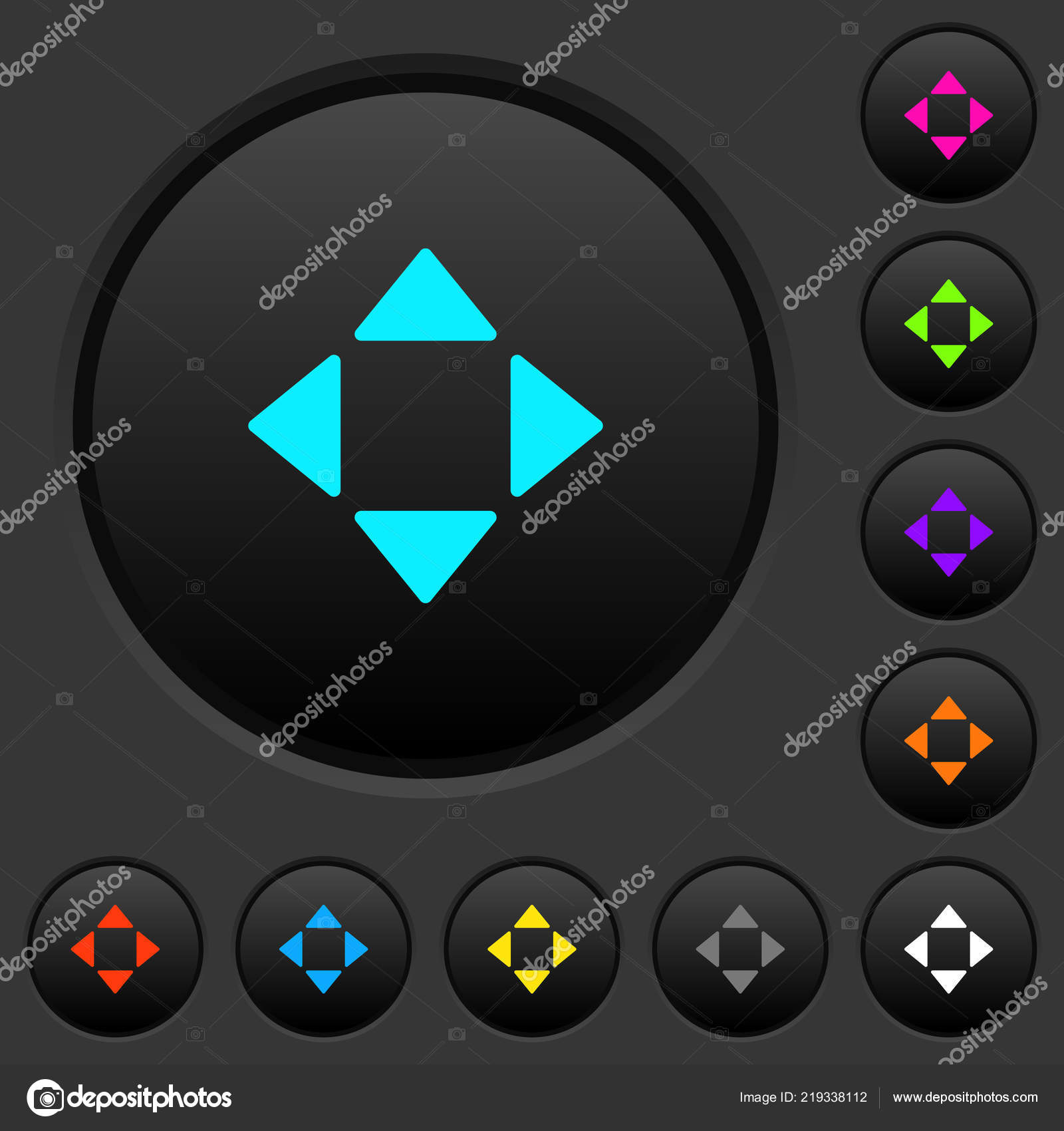Control Arrows Dark Push Buttons Vivid Color Icons Dark Grey Stock Vector Image By