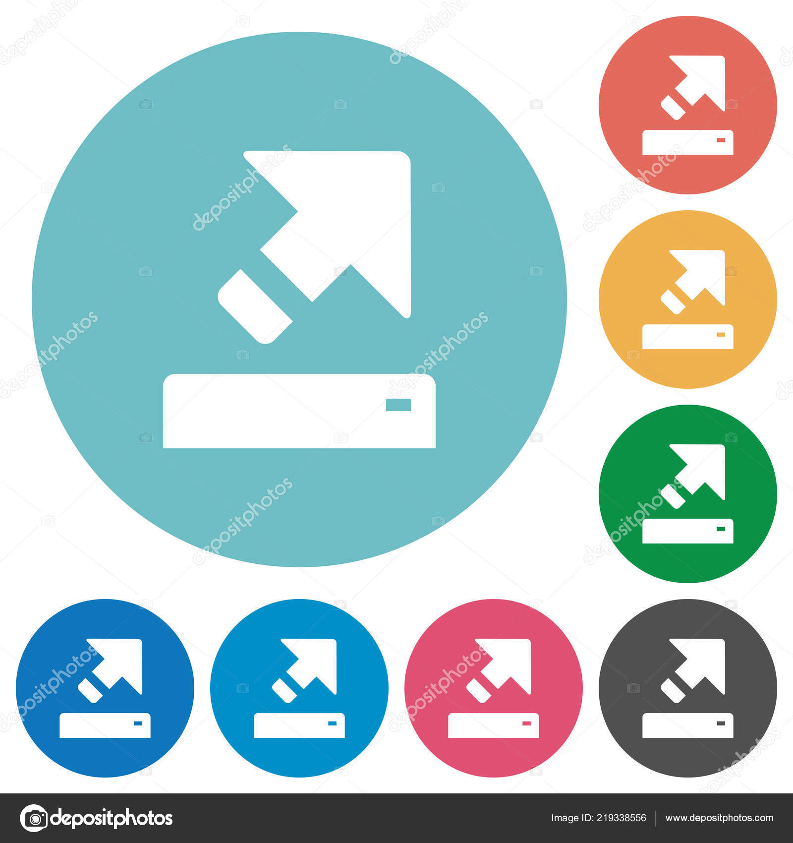 Export Flat White Icons Color Backgrounds Stock Vector by ...