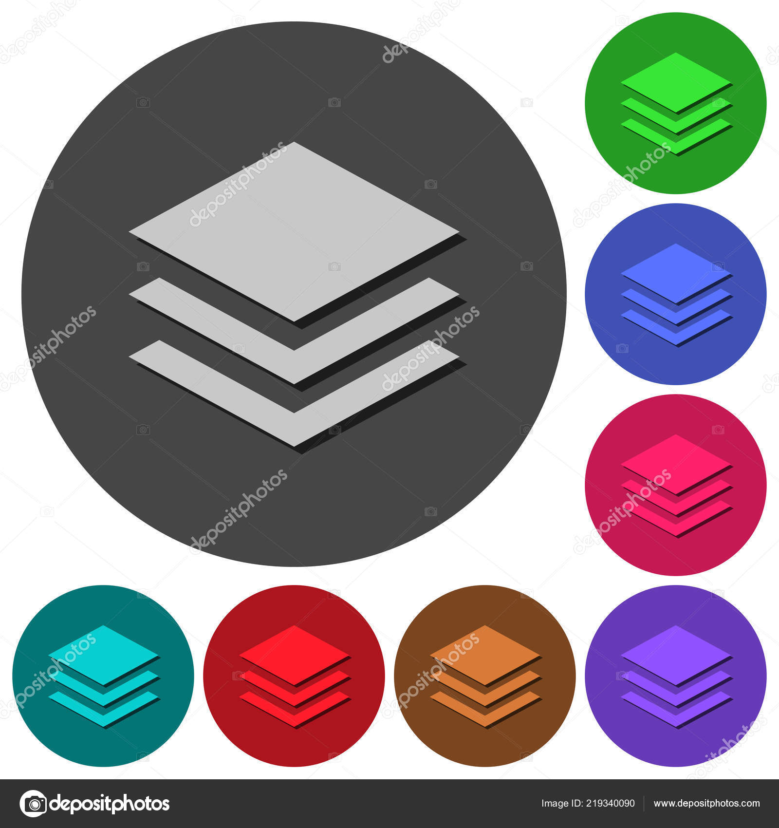 Layers Icons Shadows Color Backgrounds Material Design Stock Vector by ...