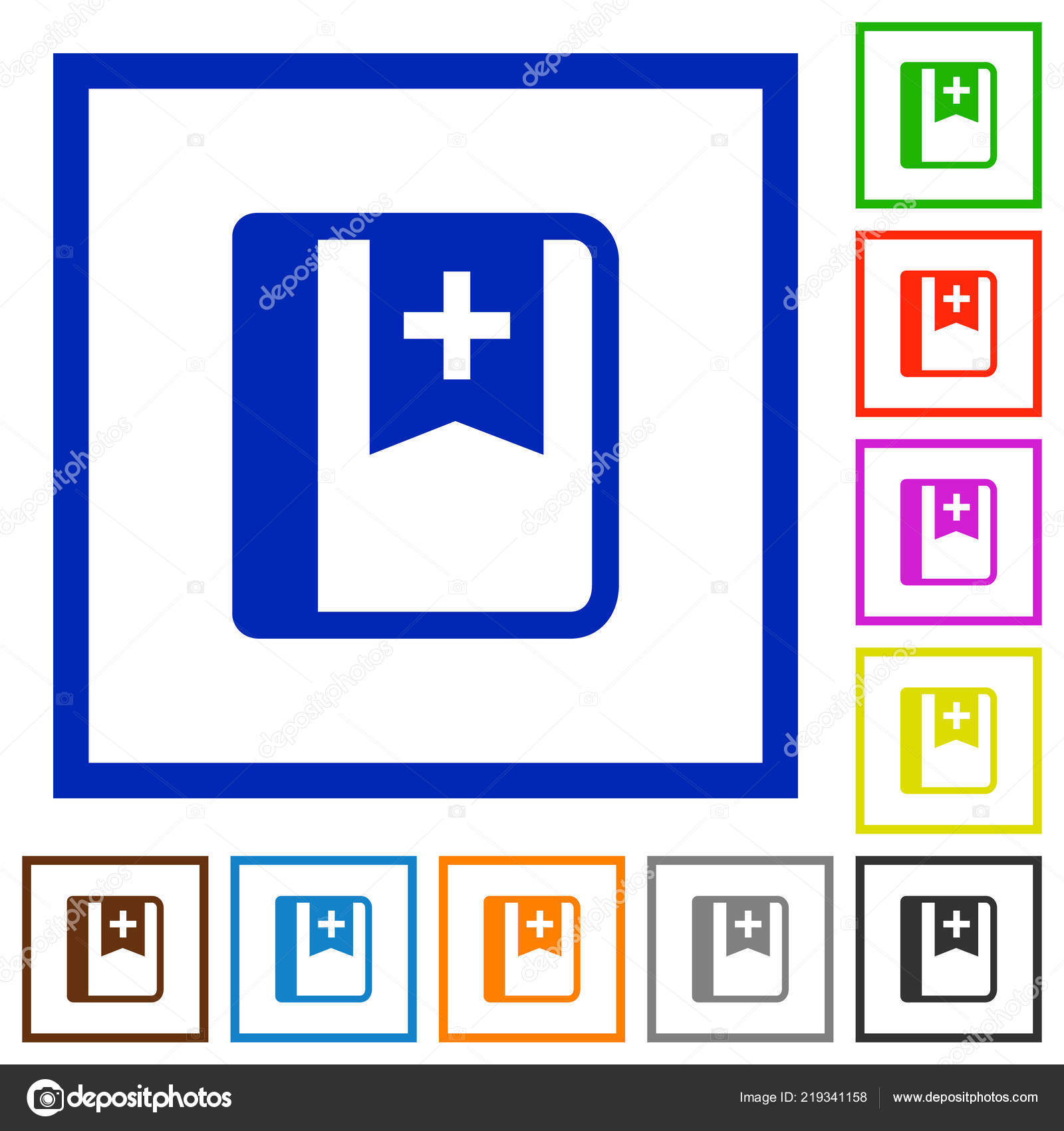 Bookmark Flat Color Icons Square Frames White Background Stock Vector ...