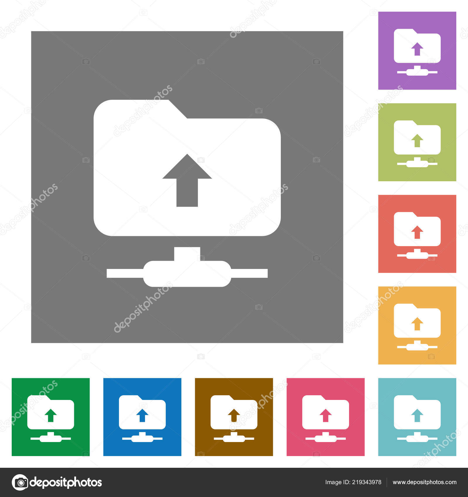 Ftp Navigate Flat Icons Simple Color Square Backgrounds Stock Vector by ...