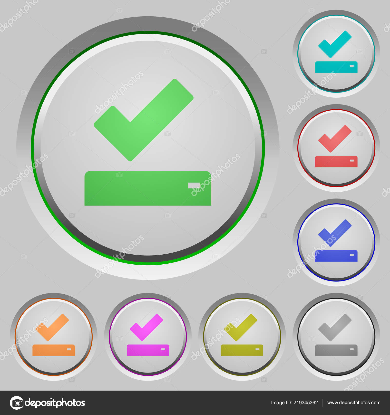 Successfully Saved Color Icons Sunk Push Buttons Stock Vector by ©renegadehomie 219345362