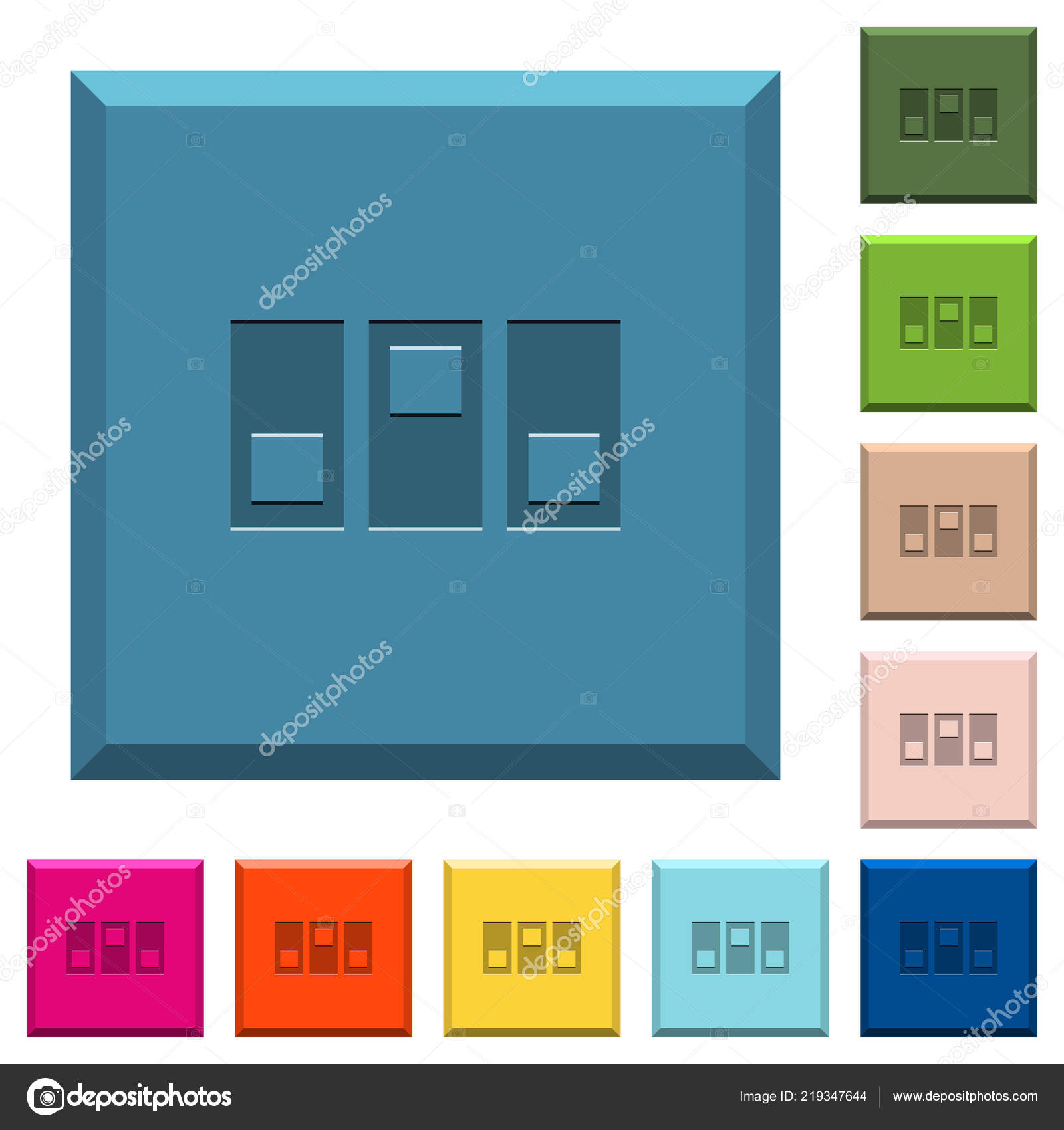 Switchboard Engraved Icons Edged Square Buttons Various Trendy Colors ...