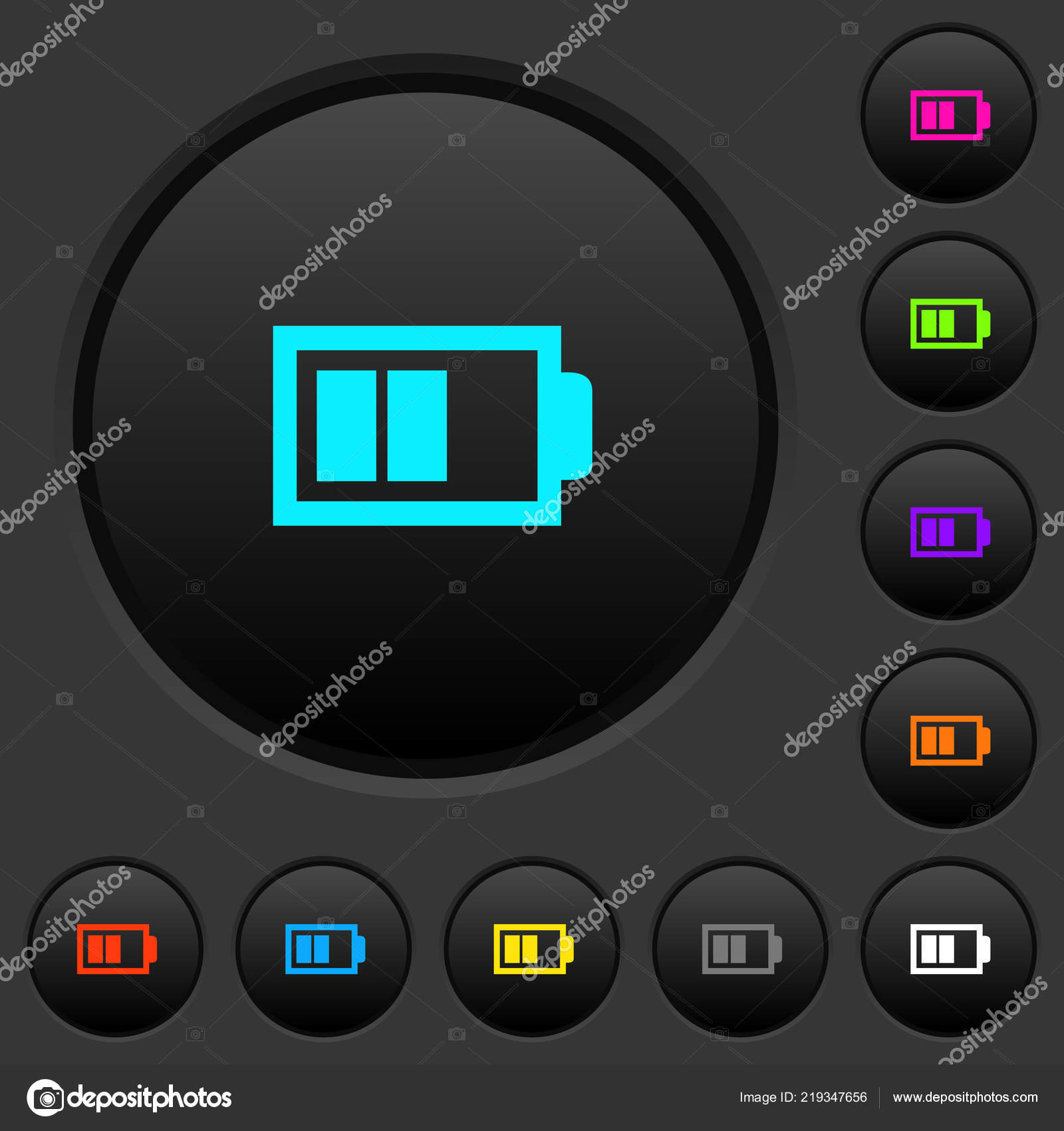 Half Battery Two Load Units Dark Push Buttons Vivid Color Stock Vector ...