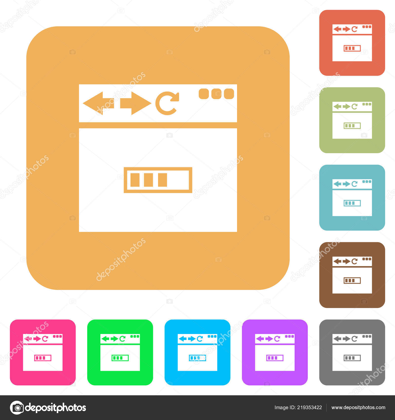 Browser Page Loading Flat Icons Rounded Square Vivid Color Backgrounds — Stock Vector ...