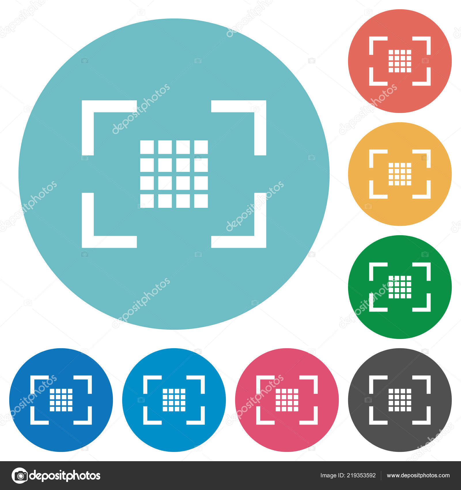 Camera Sensor Settings Flat White Icons Color Backgrounds Stock Vector ...