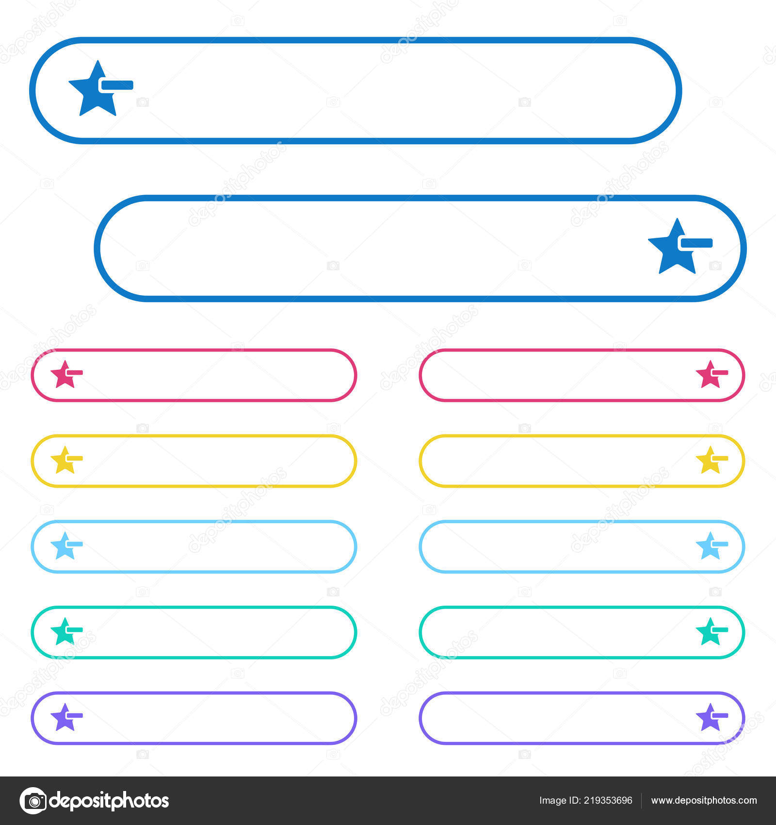 Remove Star Icons Rounded Color Menu Buttons Left Right Side Stock