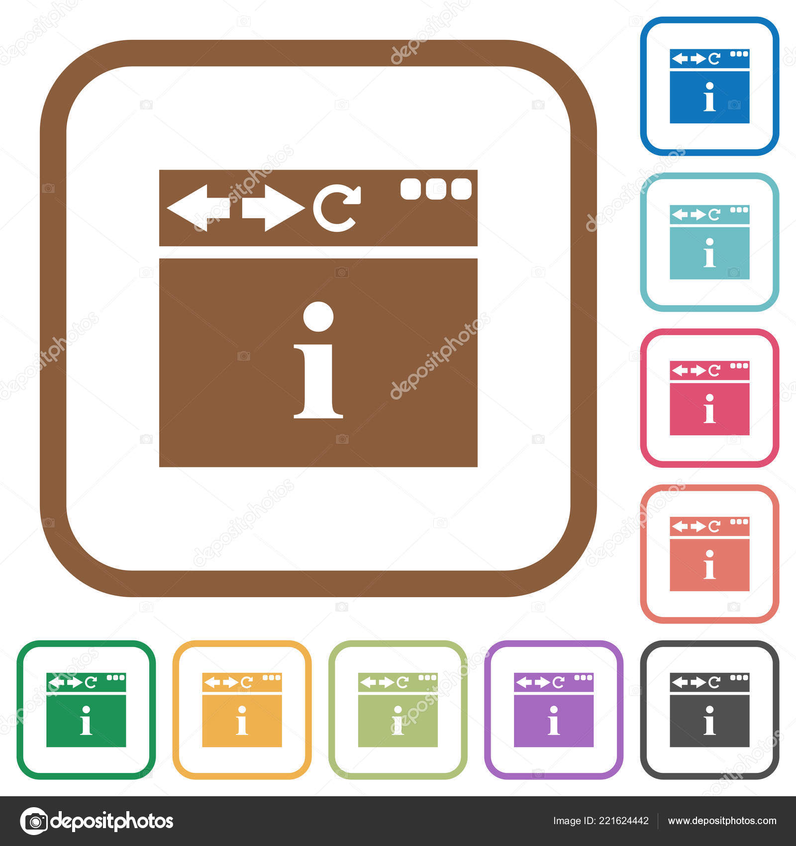 Browser Info Simple Icons Color Rounded Square Frames White Background Stock Vector by ...