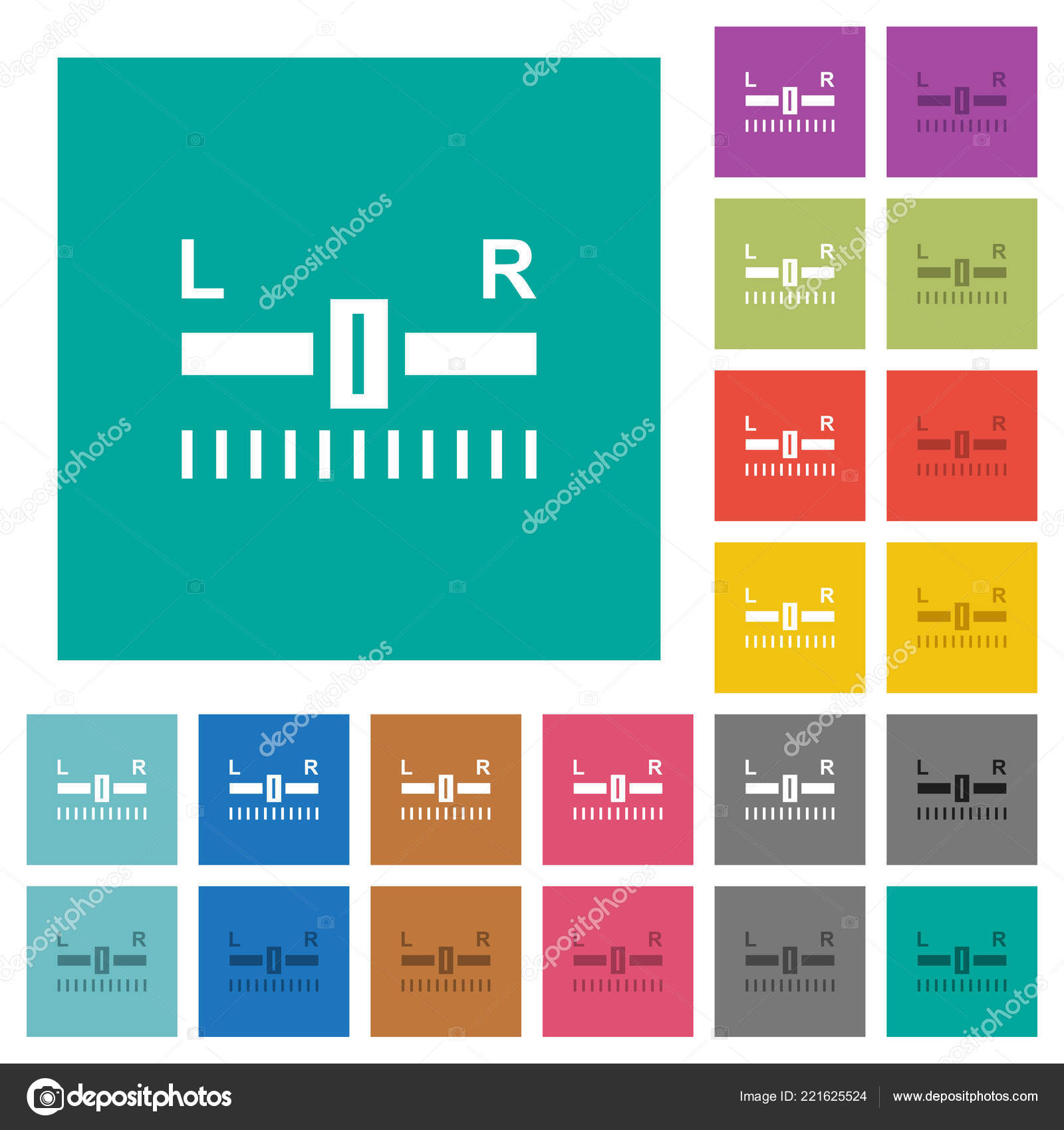 Audio Balance Control Multi Colored Flat Icons Plain Square Backgrounds ...