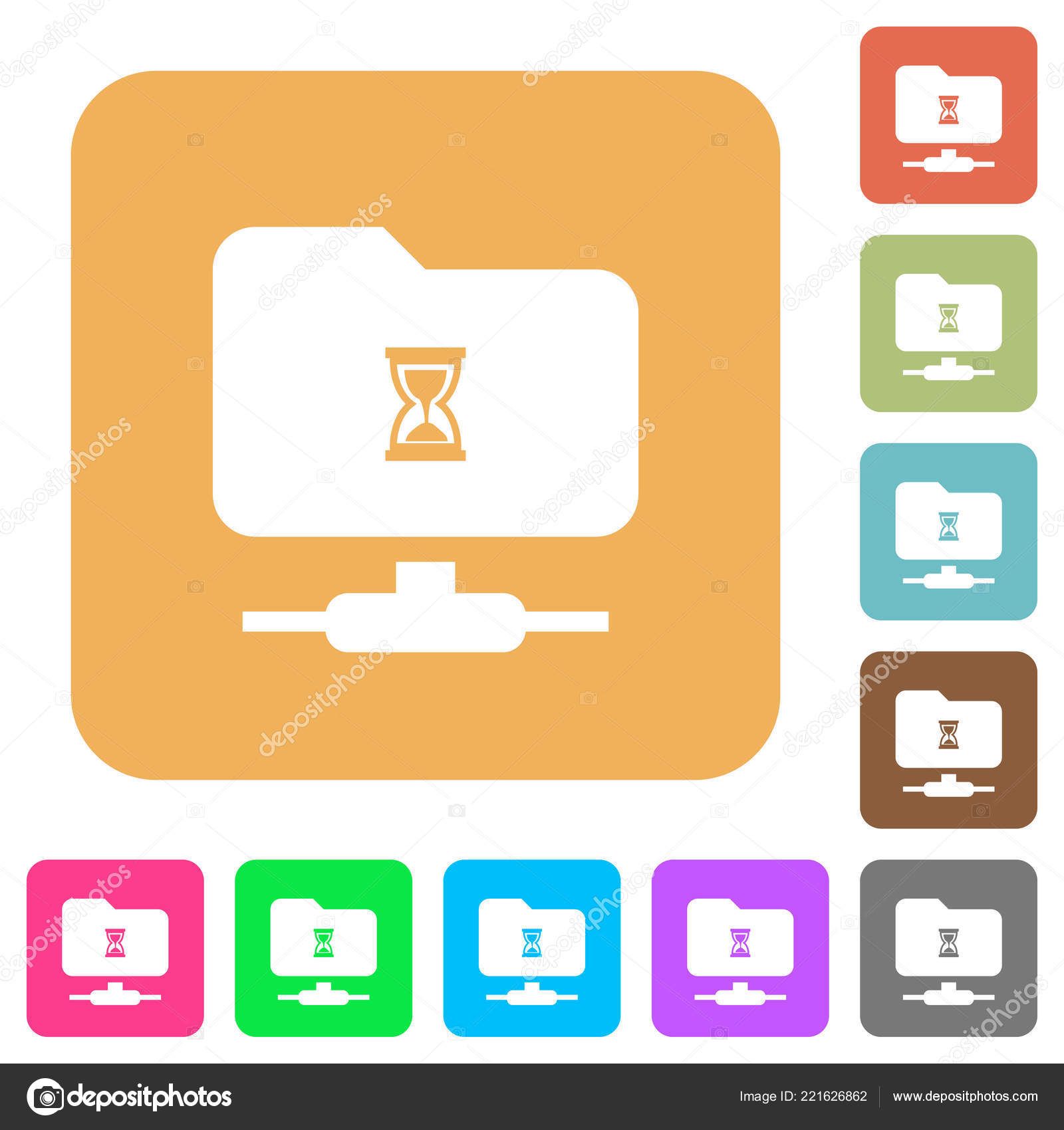 Ftp Busy Flat Icons Rounded Square Vivid Color Backgrounds Stock Vector ...