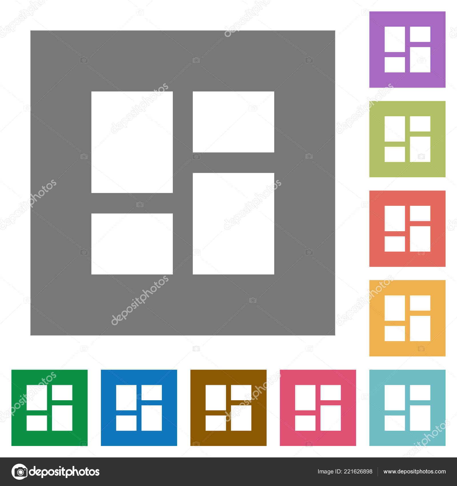 Admin Dashboard Panels Flat Icons Simple Color Square Backgrounds Stock Vector by ©renegadehomie ...