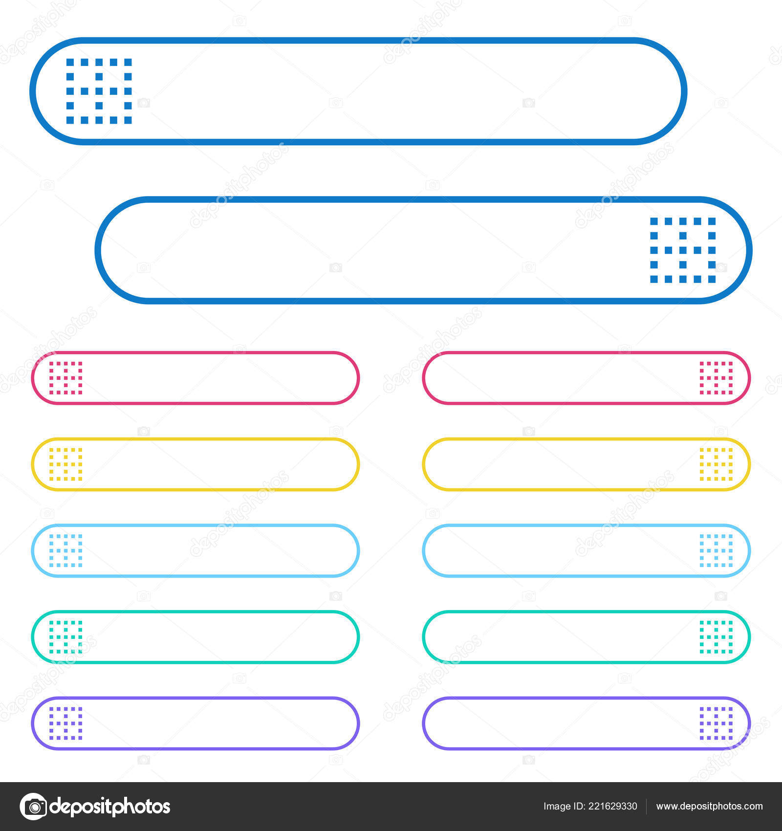 Borders Icons Rounded Color Menu Buttons Left Right Side Icon Stock