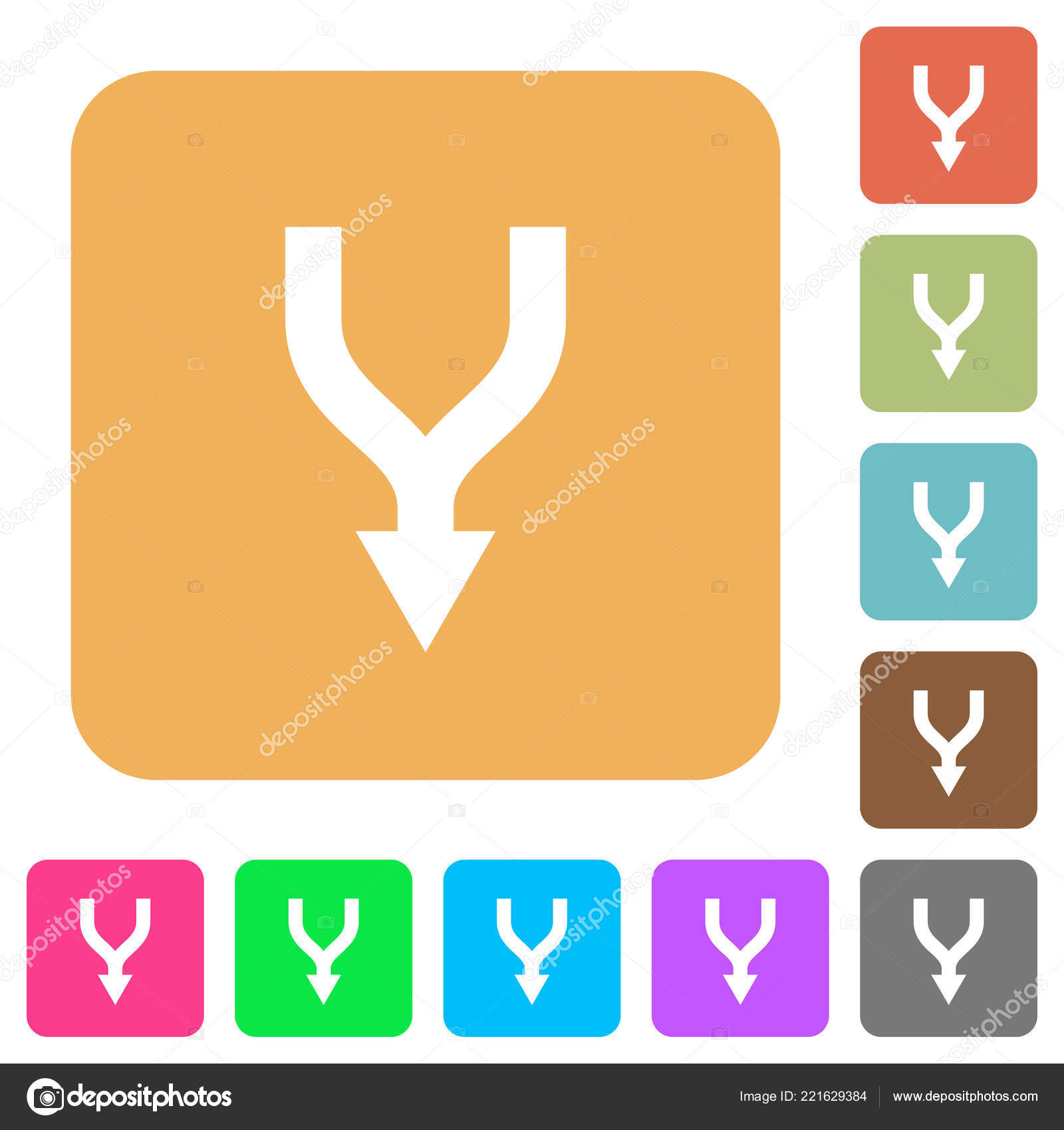 Merge Arrows Flat Icons Rounded Square Vivid Color Backgrounds ⬇ Vector Image by © renegadehomie ...