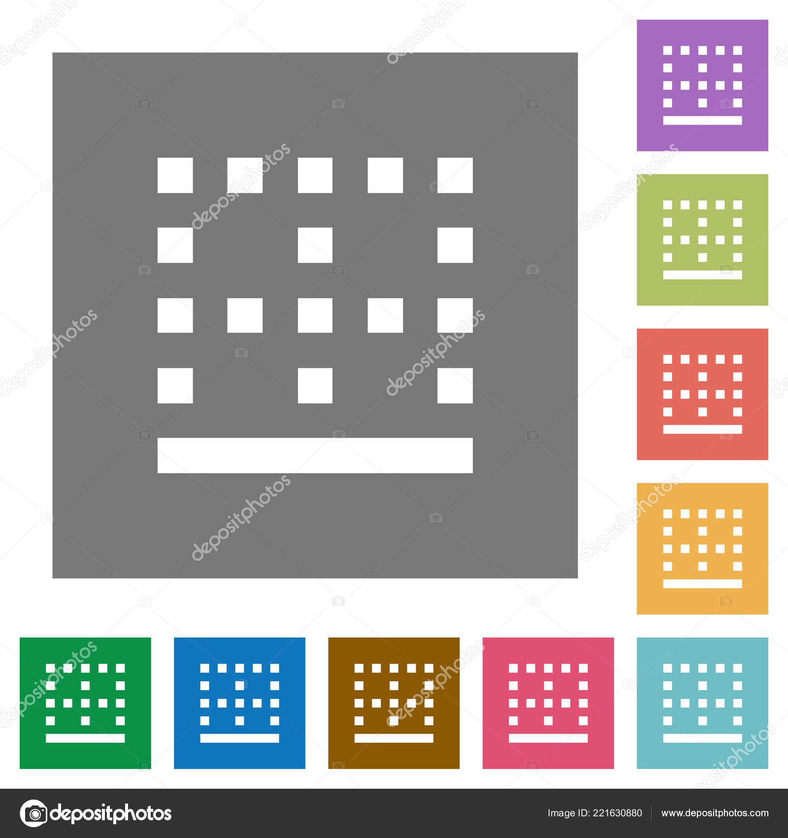 Bottom Border Flat Icons Simple Color Square Backgrounds Stock Vector by ©renegadehomie 221630880