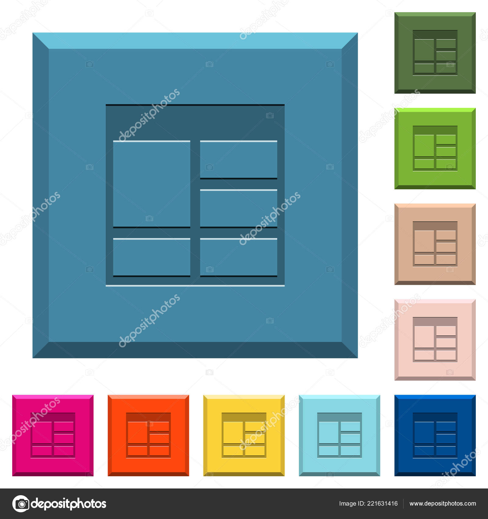 Spreadsheet Vertically Merge Table Cells Engraved Icons Edged Square Buttons — Stock Vector ...