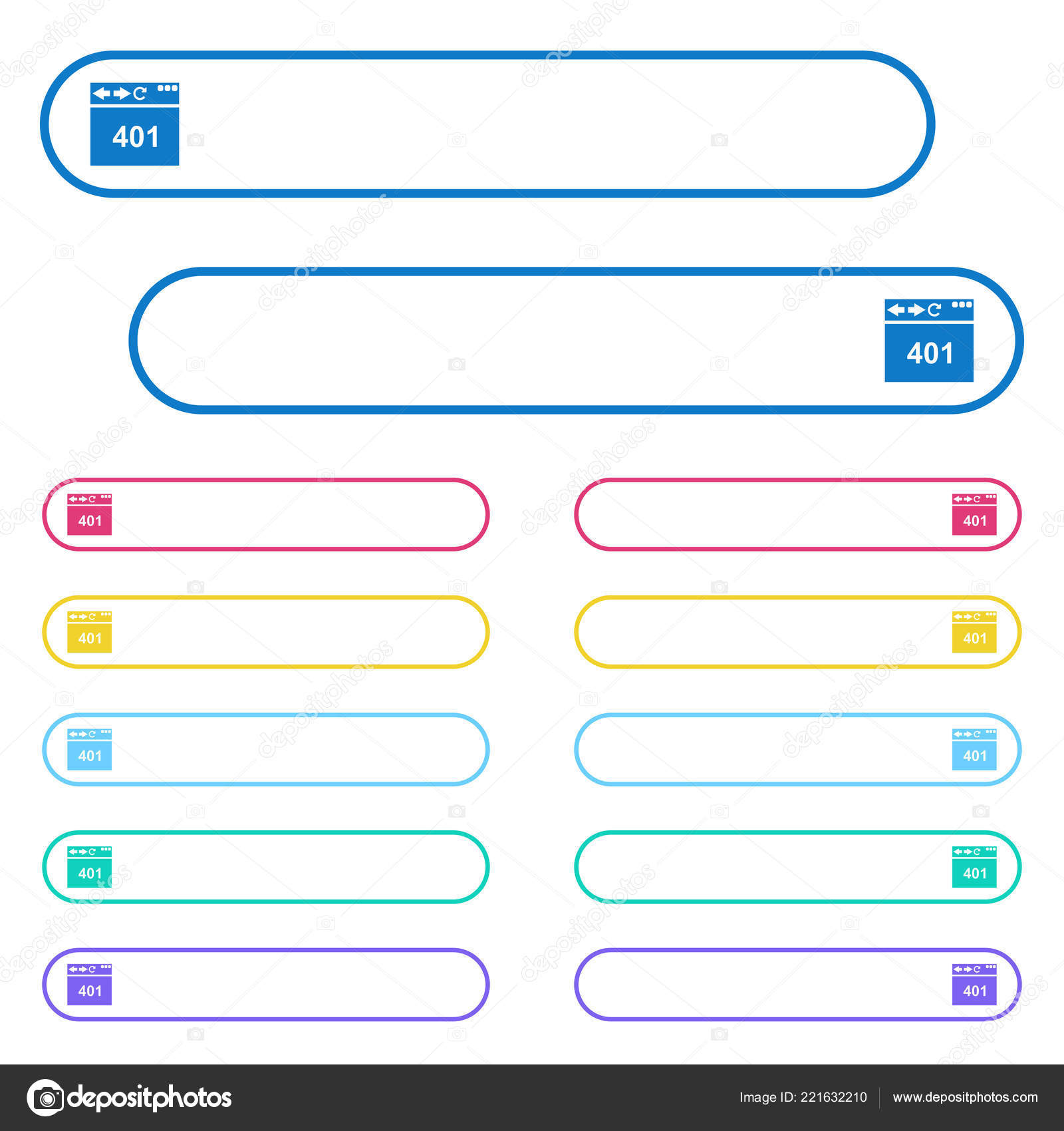 Browser 401 Unauthorized Icons Rounded Color Menu Buttons Left Right Stock Vector Image by ...