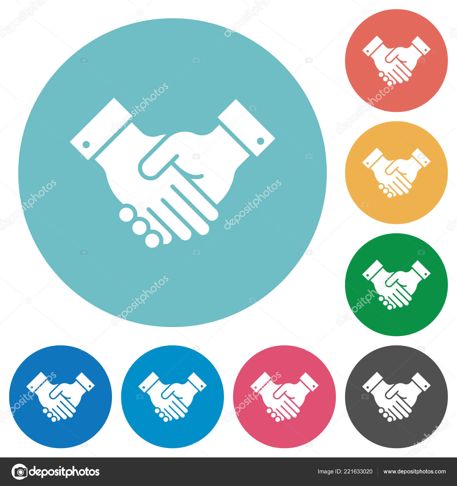 Partnership Flat White Icons Color Backgrounds Stock Vector by ...
