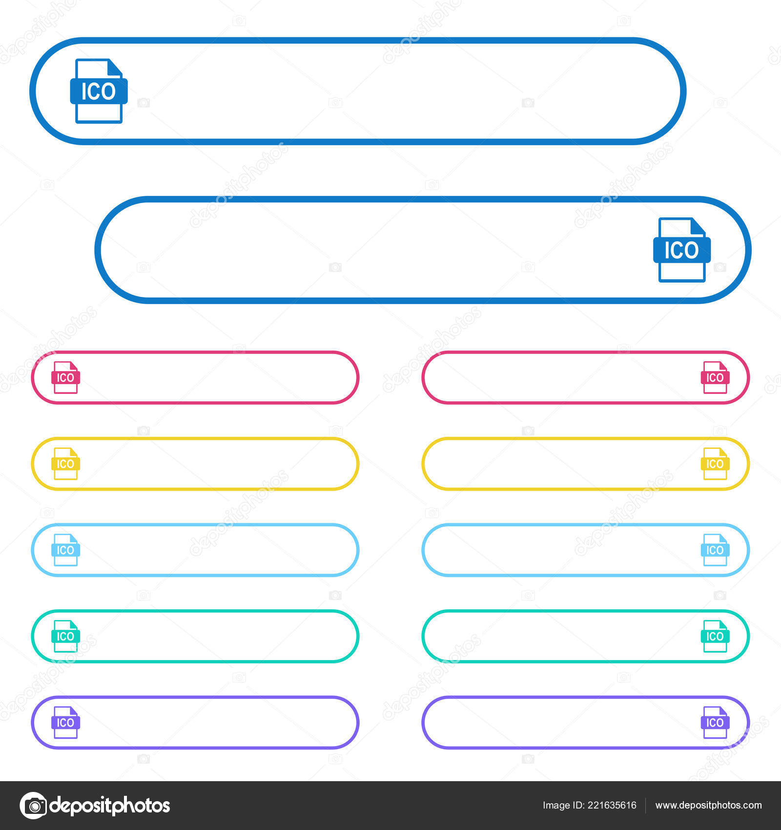Ico File Format Icons Rounded Color Menu Buttons Left Right Stock