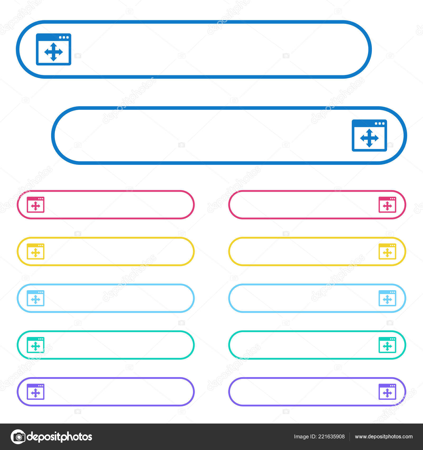 Move Window Icons Rounded Color Menu Buttons Left Right Side Stock