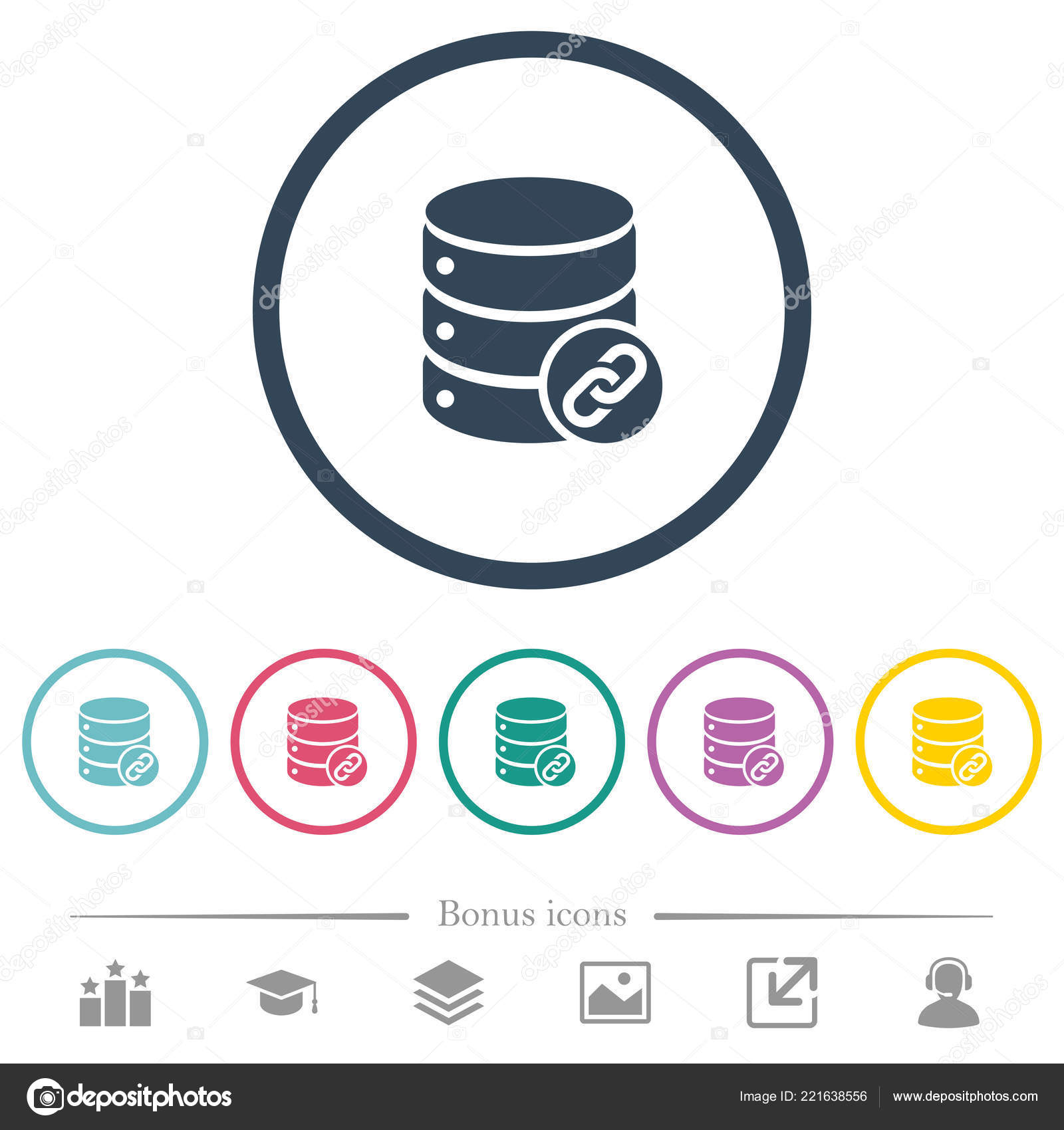 Database Attachment Flat Color Icons Outlines Bonus Icons Included ...