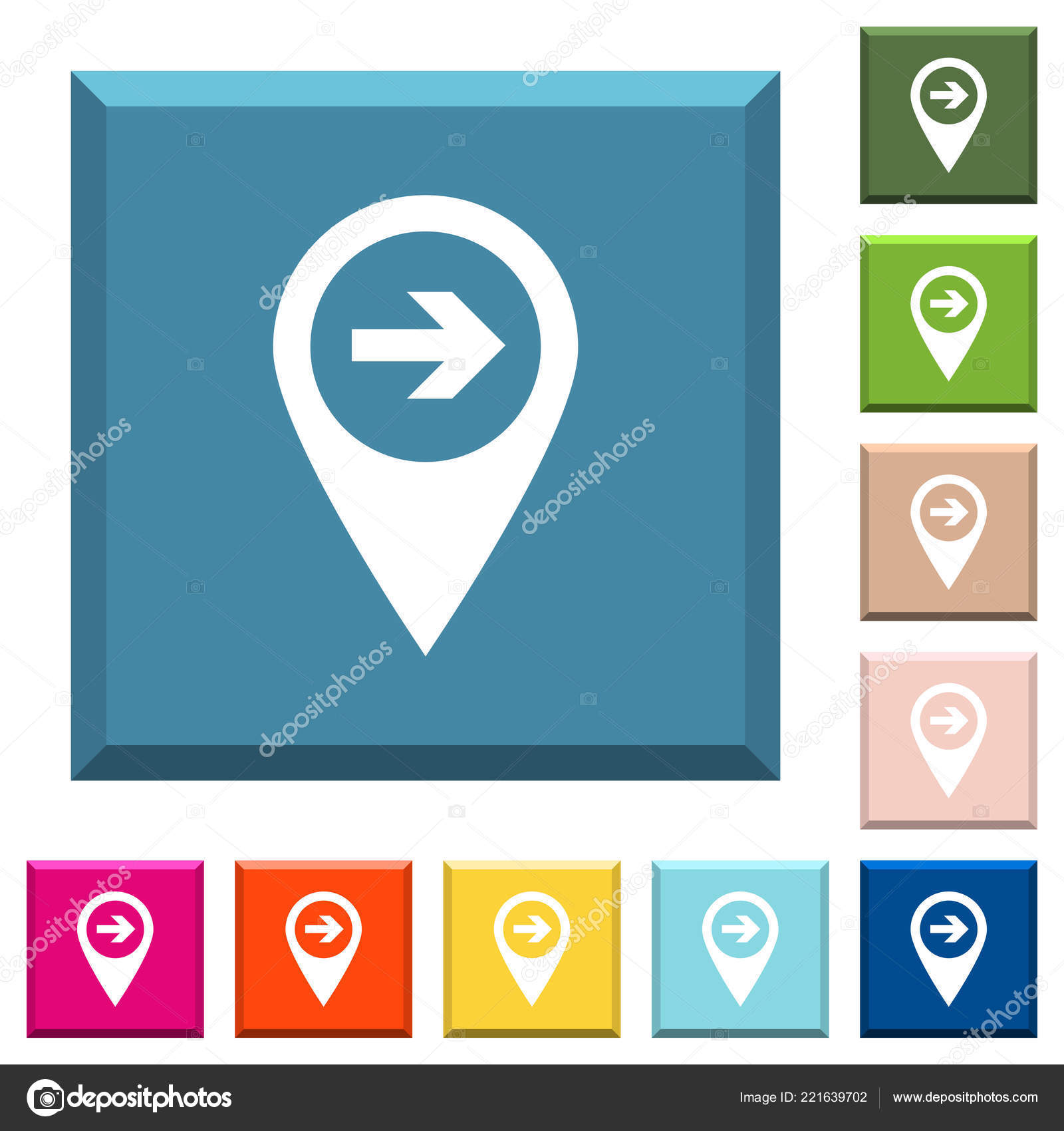 Next Target Gps Map Location White Icons Edged Square Buttons Stock ...