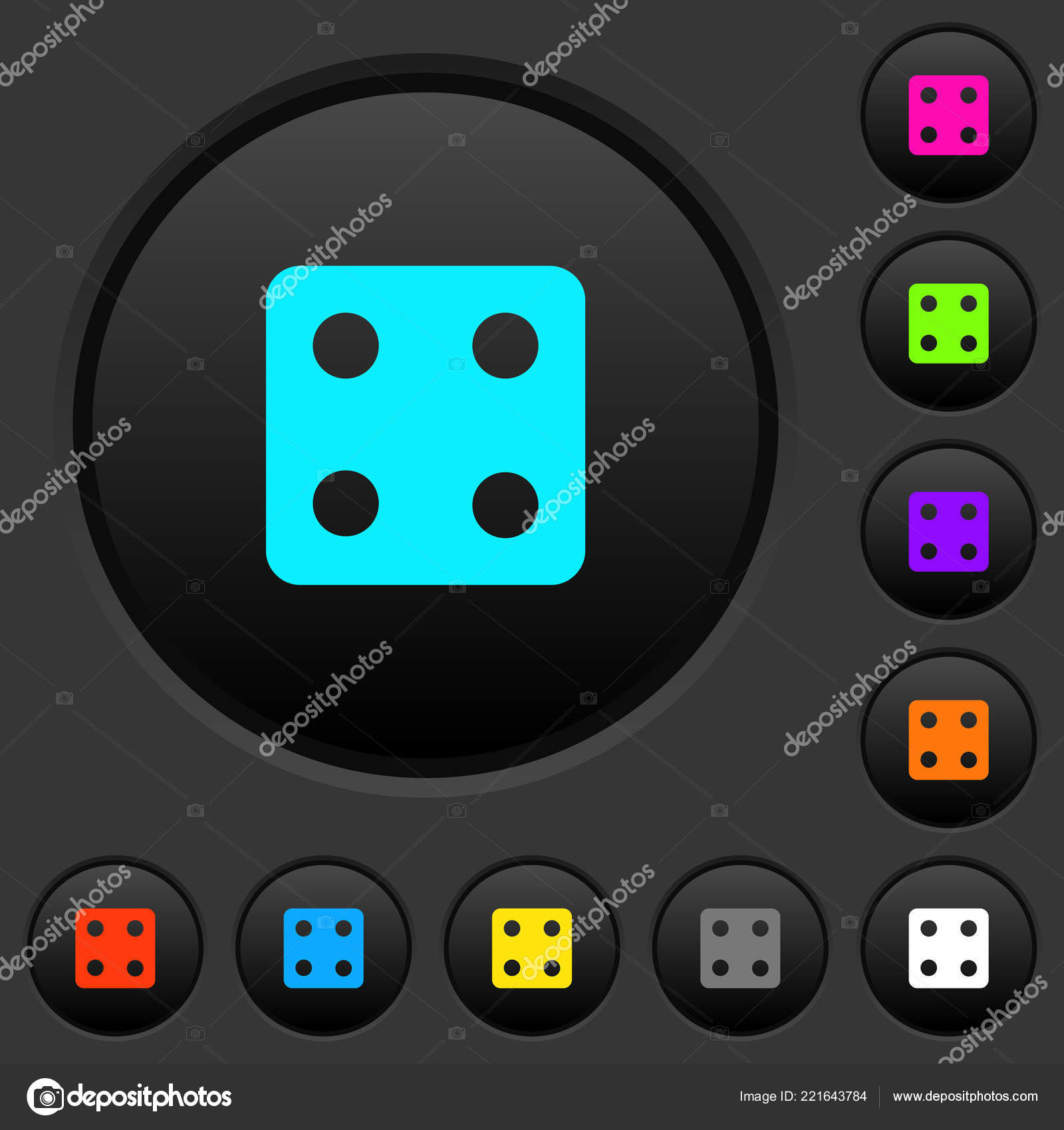 Dice Four Dark Push Buttons Vivid Color Icons Dark Grey Stock Vector ... Dice Four Dark Push Buttons Vivid Color Icons Dark Grey Stock Vector ...