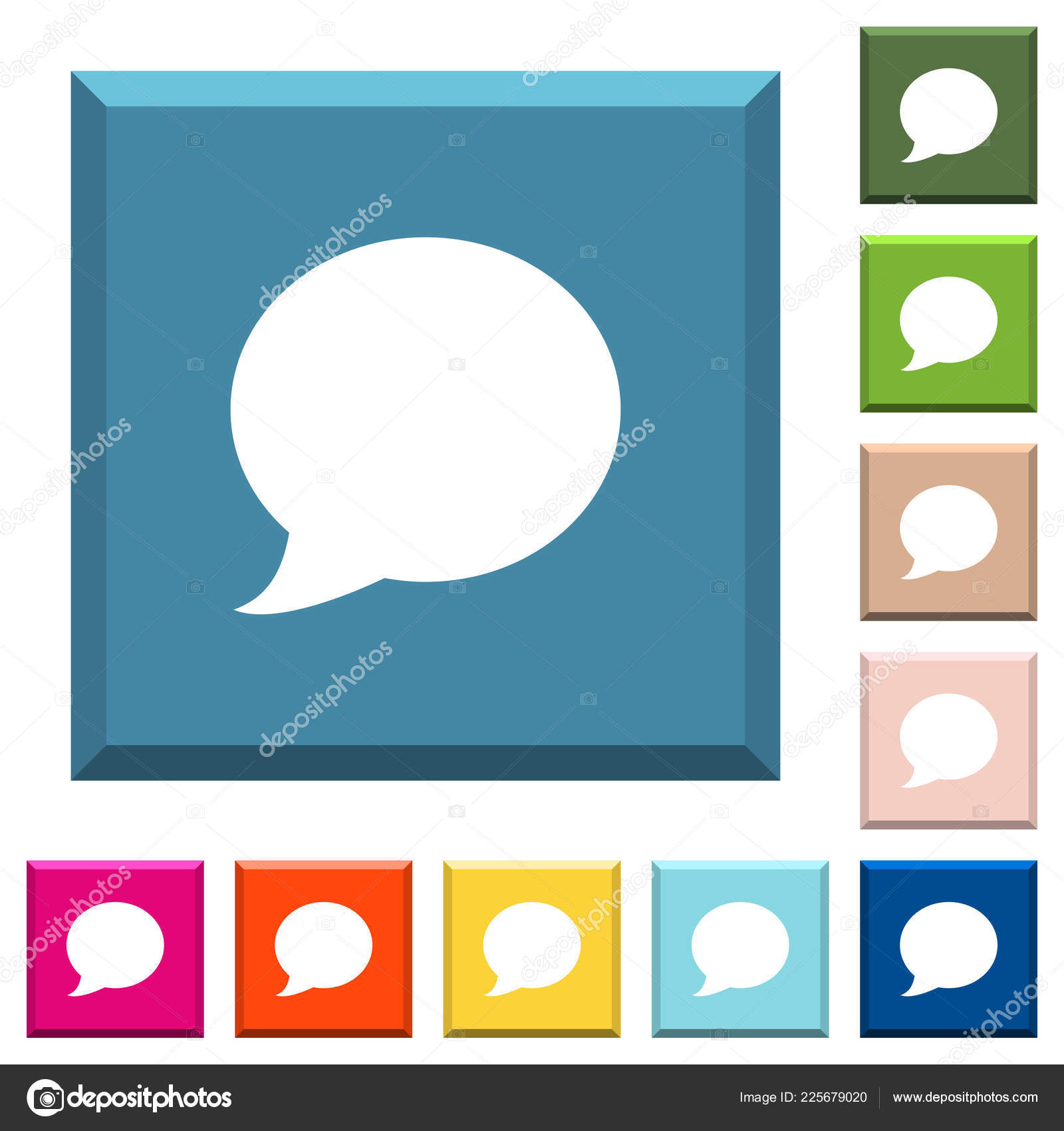 Blog Comment Bubble White Icons Edged Square Buttons Various Trendy ...