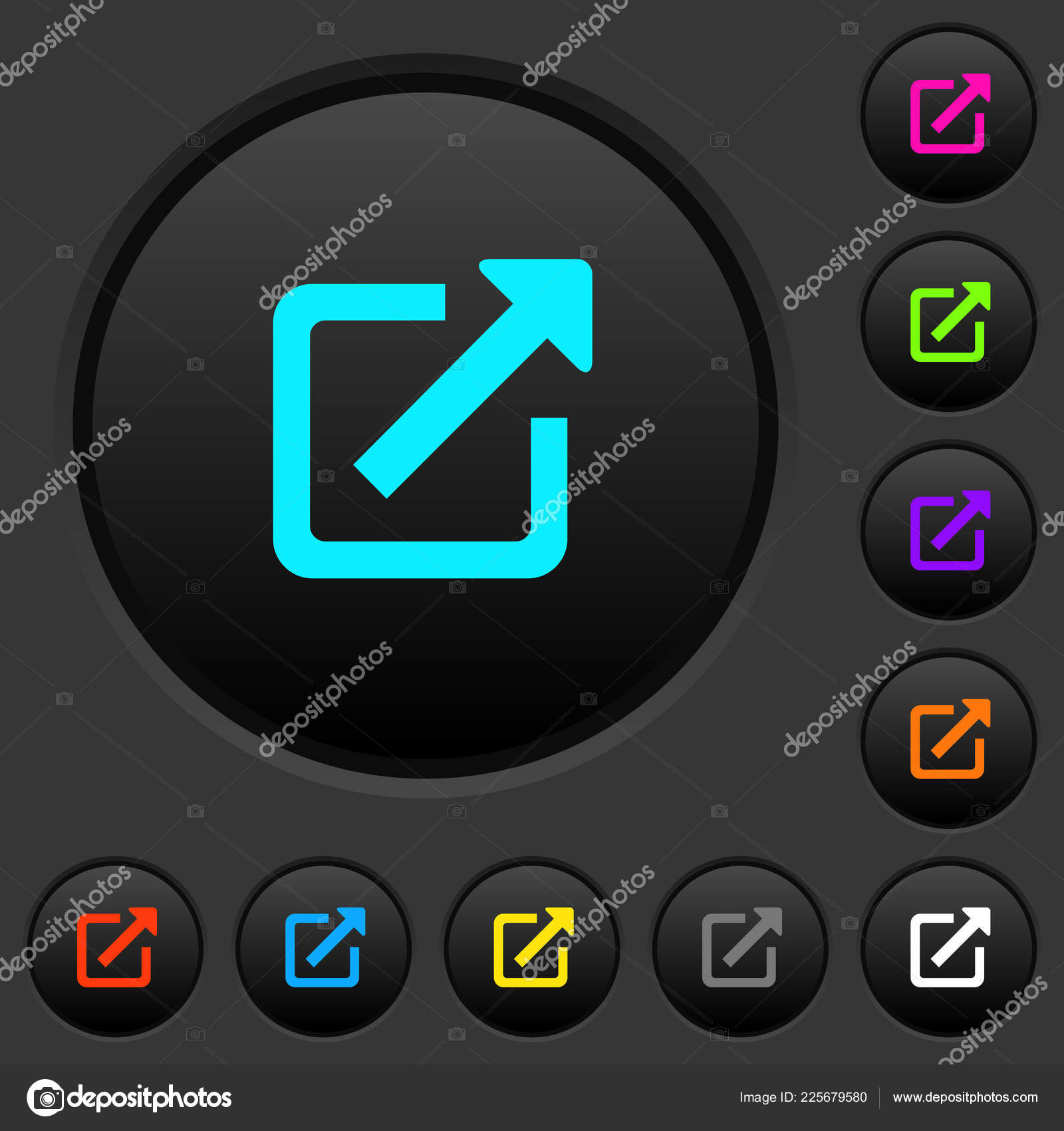 Open New Window Dark Push Buttons Vivid Color Icons Dark Stock Vector Image by ©renegadehomie ...