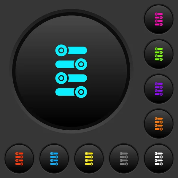 Debugging Program Dark Push Buttons Vivid Color Icons Dark Grey Stock ...