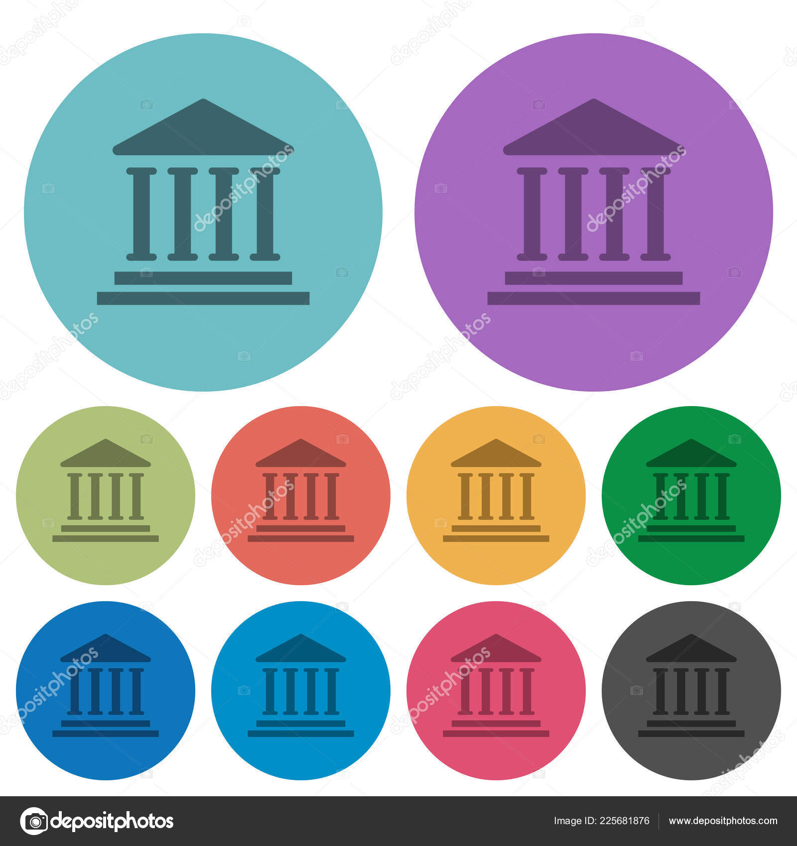 Bank Office Building Darker Flat Icons Color Background Stock Vector by ...