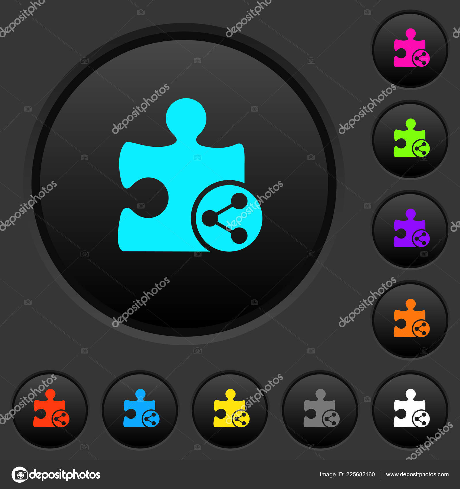 Share Plugin Dark Push Buttons Vivid Color Icons Dark Grey Stock Vector ... Share Plugin Dark Push Buttons Vivid Color Icons Dark Grey Stock Vector ...