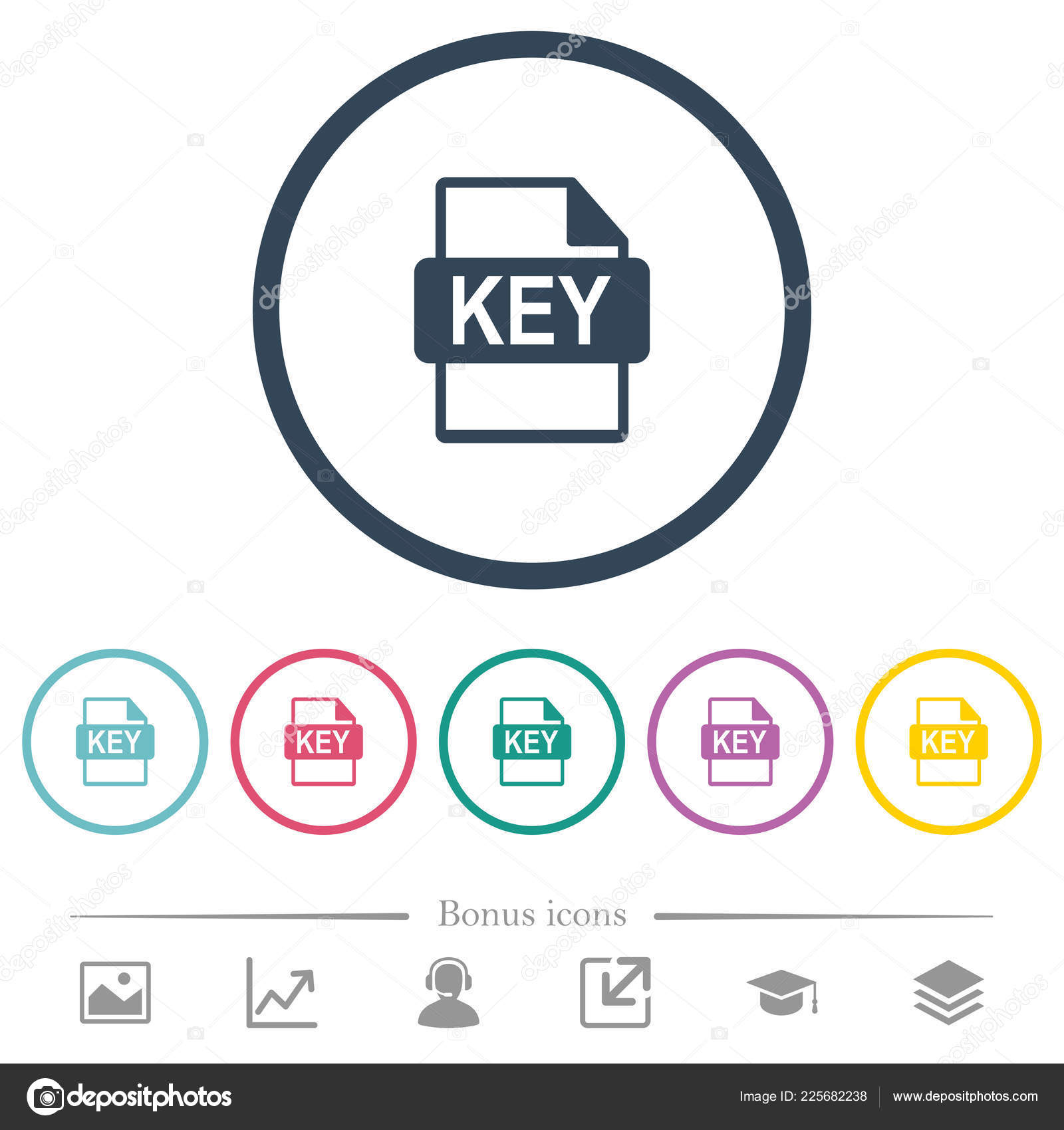Private Key File Ssl Certification Flat Color Icons Outlines Bonus ...
