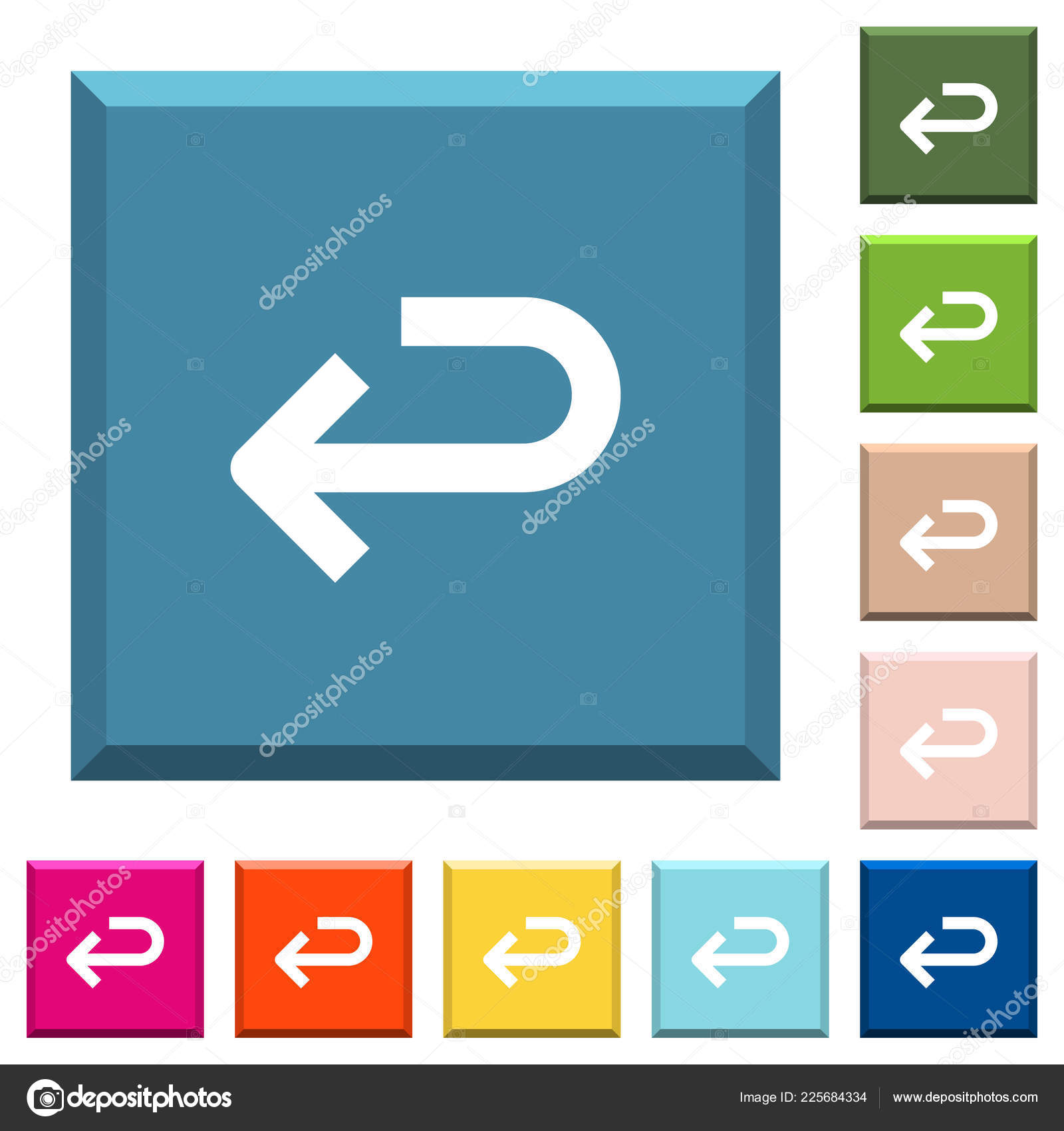 Back Arrow White Icons Edged Square Buttons Various Trendy Colors Stock ...