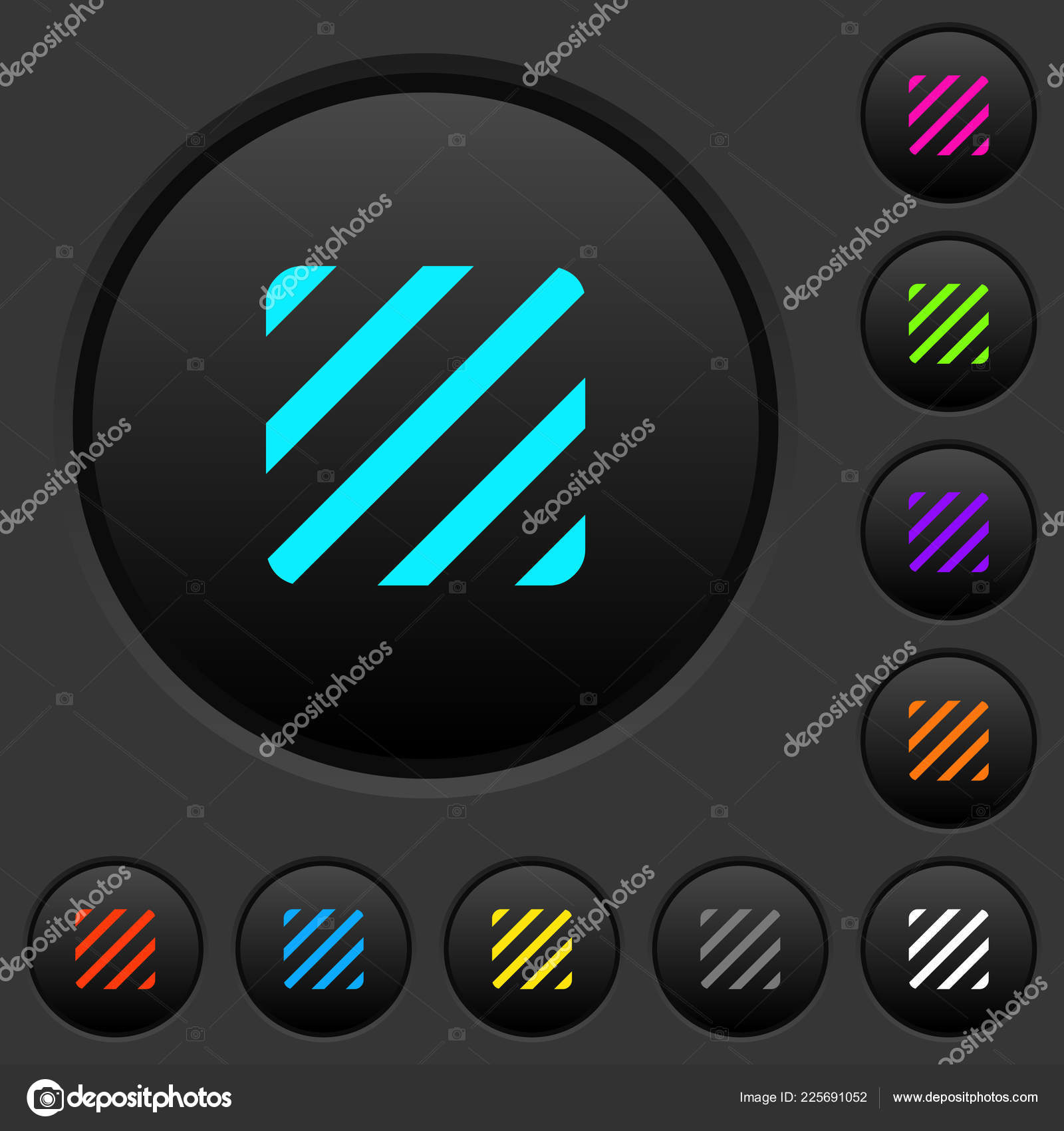 Texture Dark Push Buttons Vivid Color Icons Dark Grey Background Stock ...