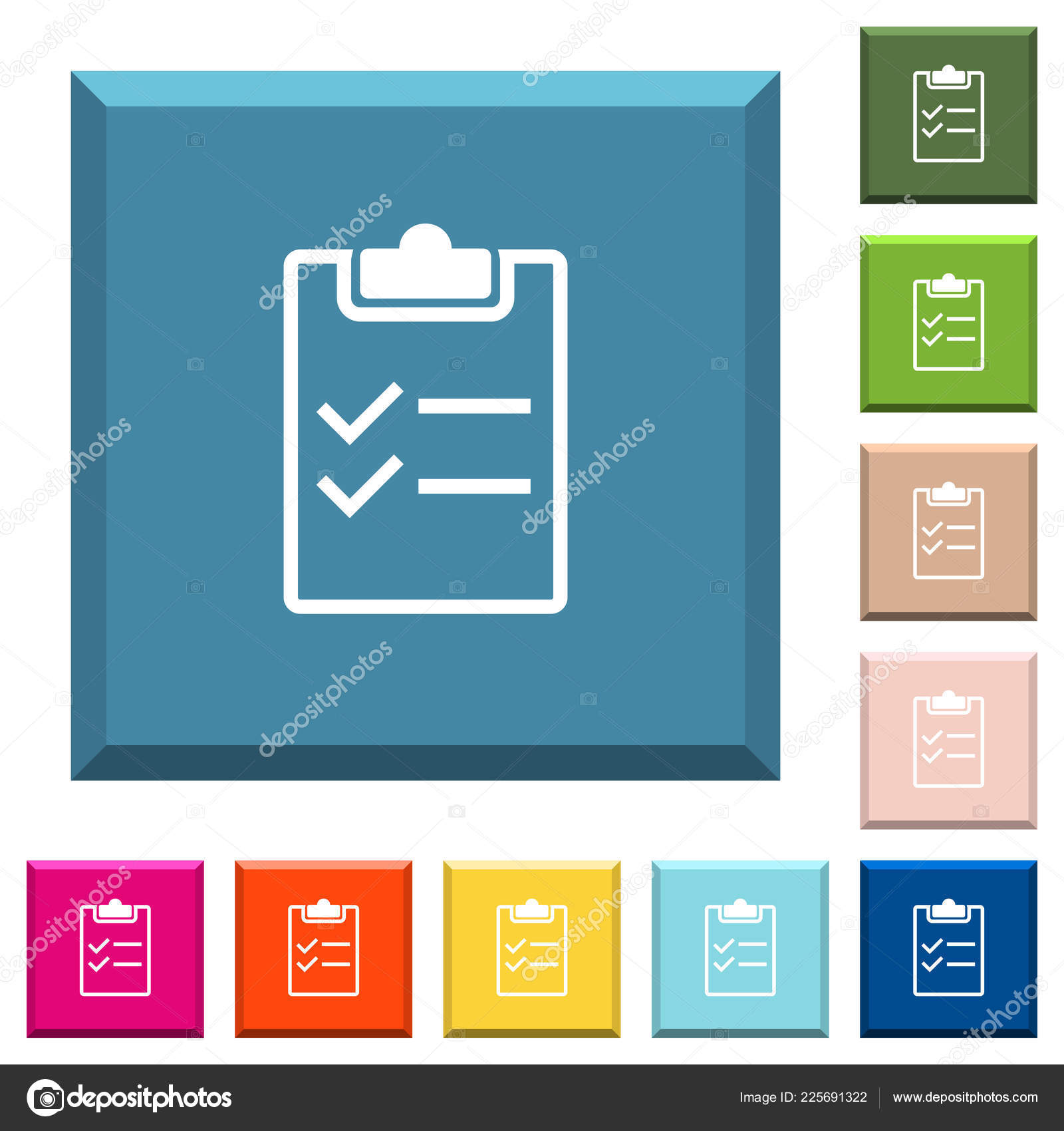 Checklist Ikon Putih Pada Tombol Persegi Dengan Berbagai Warna Trendi ...