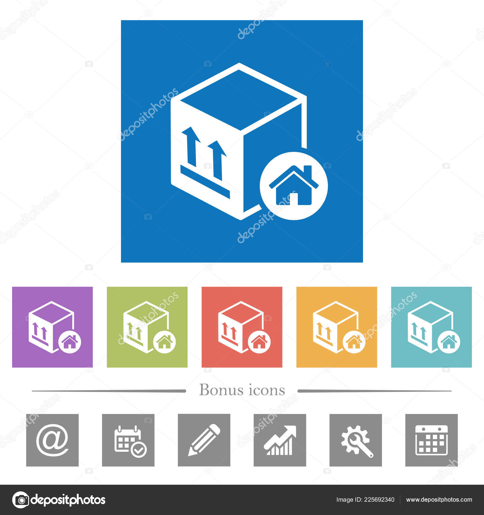 Package Warehouse Flat White Icons Square Backgrounds Bonus Icons ...