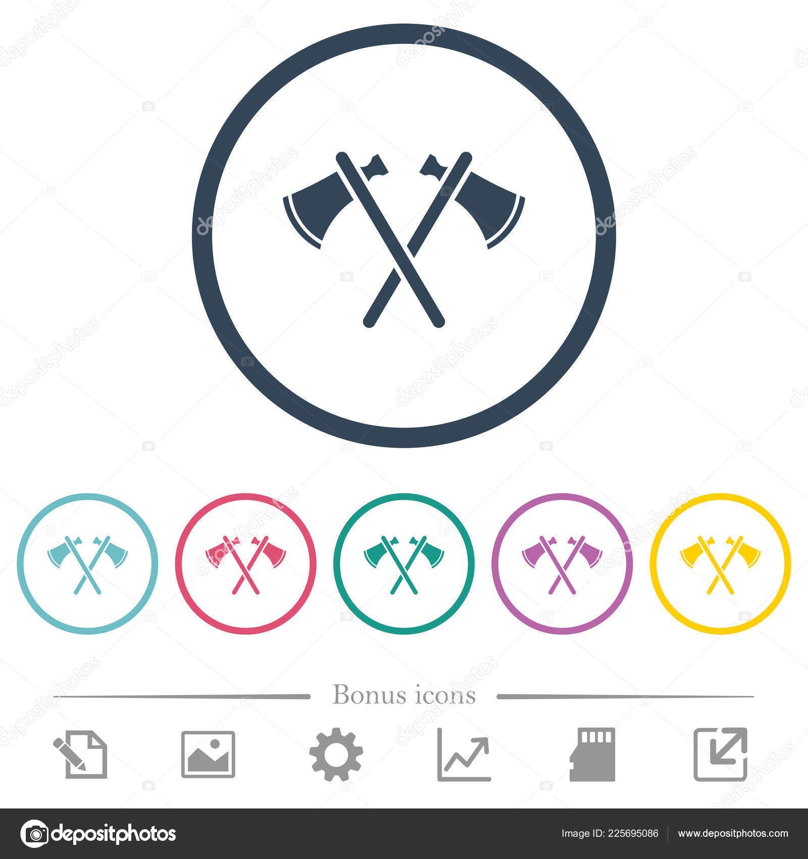 Two Tomahawks Flat Color Icons Outlines Bonus Icons Included Stock Vector Image by ...