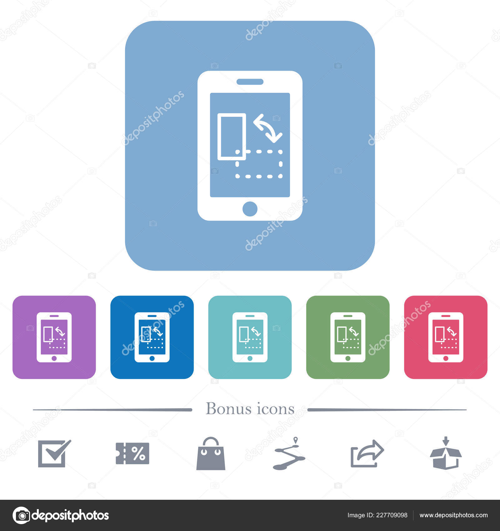Change Mobile Display Orientation White Flat Icons Color Rounded Square ...