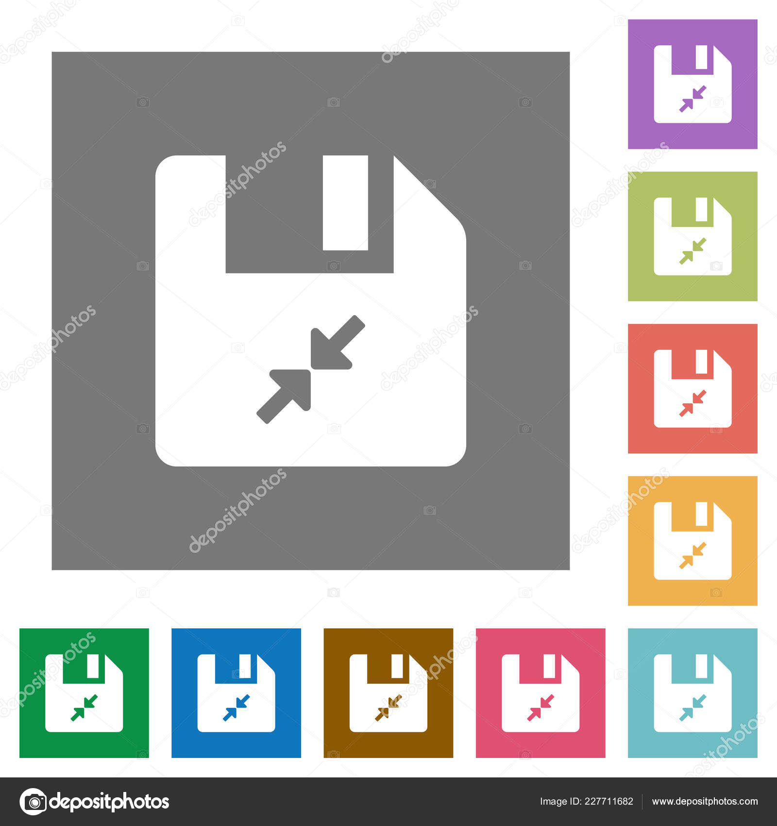 Compress File Flat Icons Simple Color Square Backgrounds Stock Vector Image by ©renegadehomie ...
