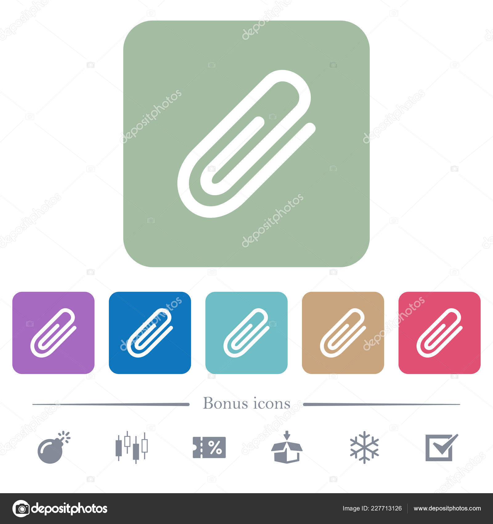 Attachment White Flat Icons Color Rounded Square Backgrounds Bonus ...