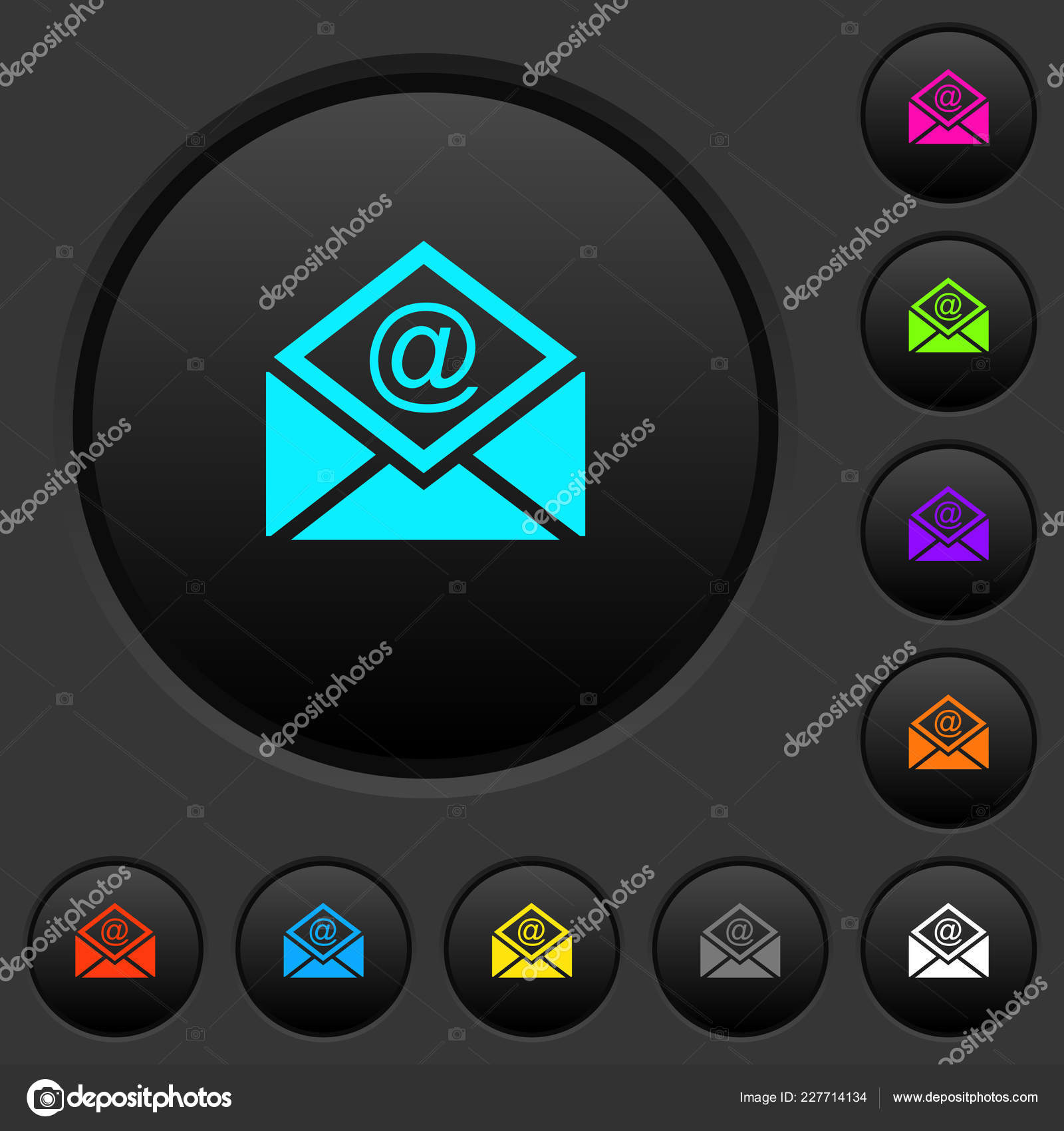 Open Mail Email Symbol Dark Push Buttons Vivid Color Icons Stock Vector Image by ©renegadehomie ...