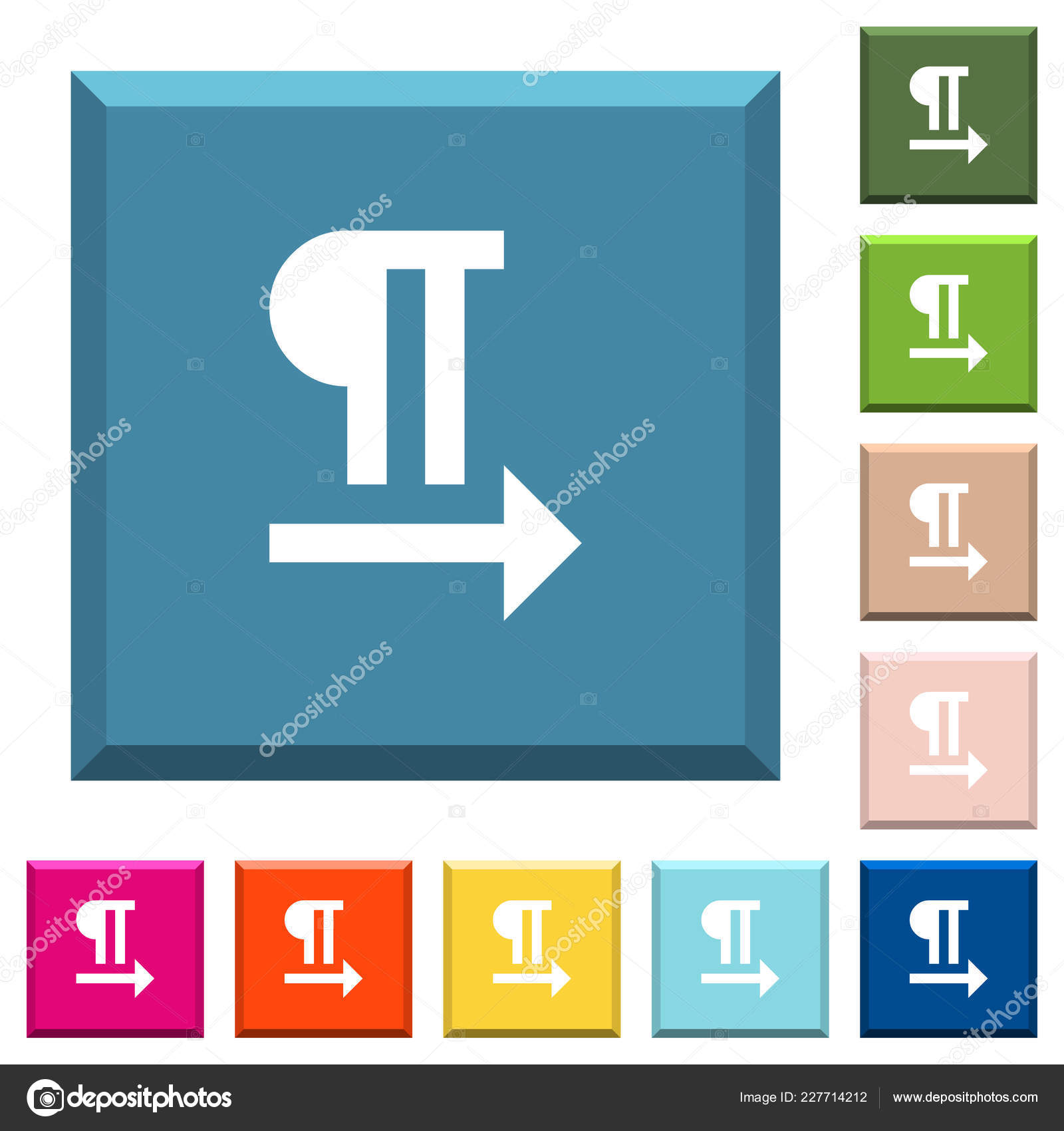 Left Right Text Direction White Icons Edged Square Buttons Various ...