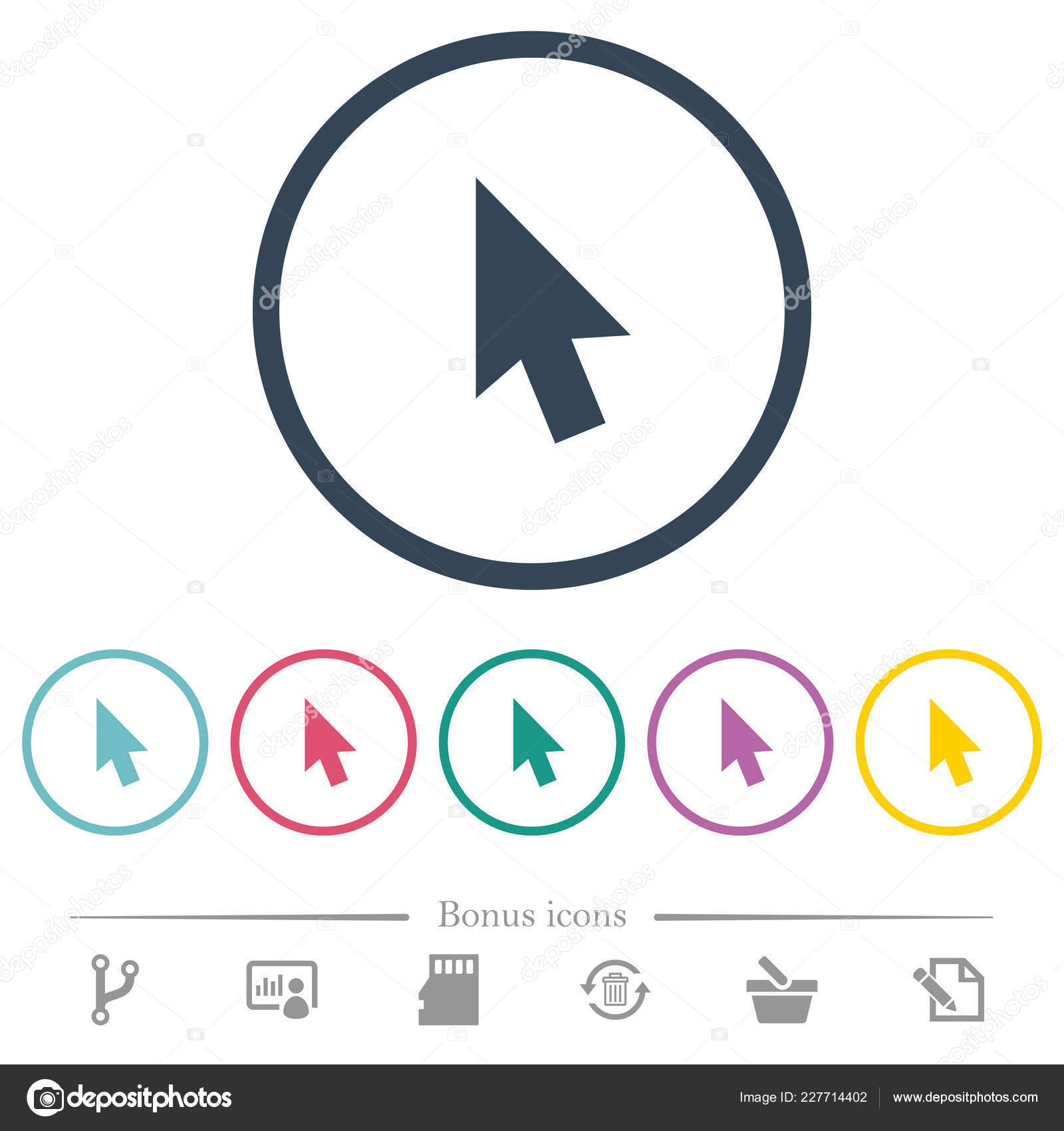 Mouse Cursor Flat Color Icons Outlines Bonus Icons Included Stock ...