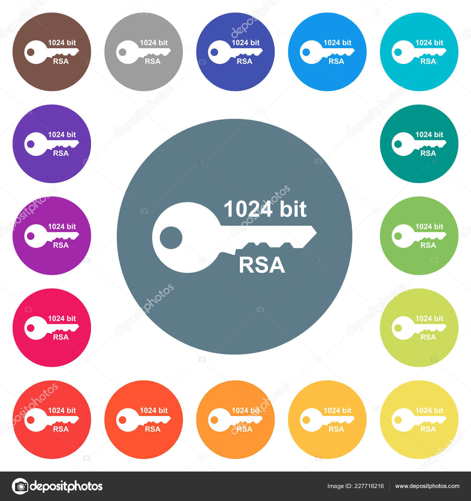 1024 Bit Rsa Encryption Flat White Icons Color Backgrounds Background Stock Vector by ...