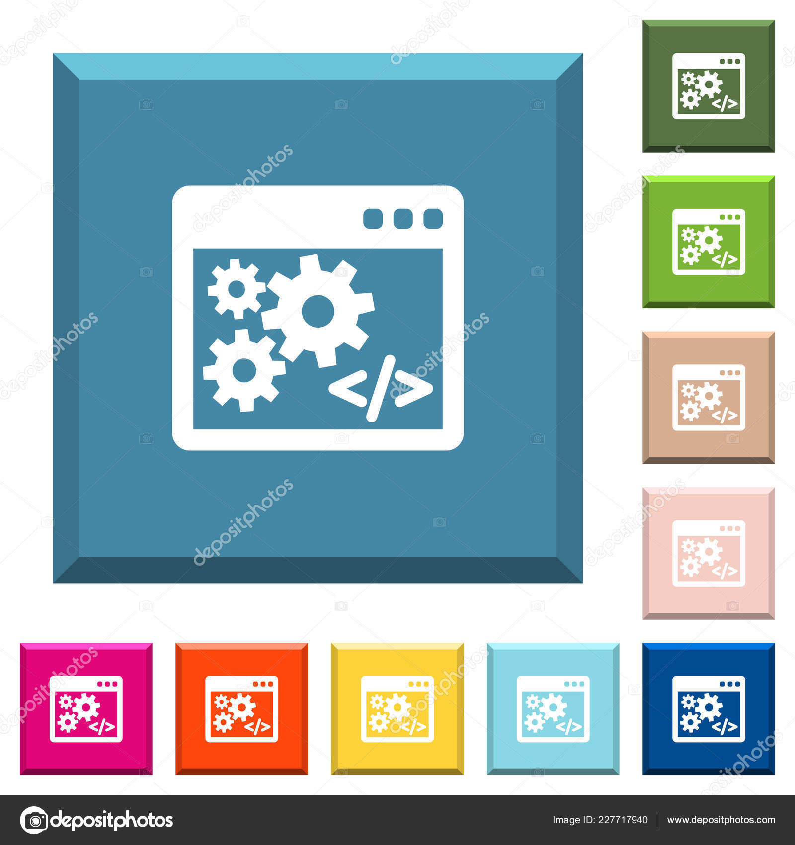 Application Programming Interface White Icons Edged Square Buttons ...