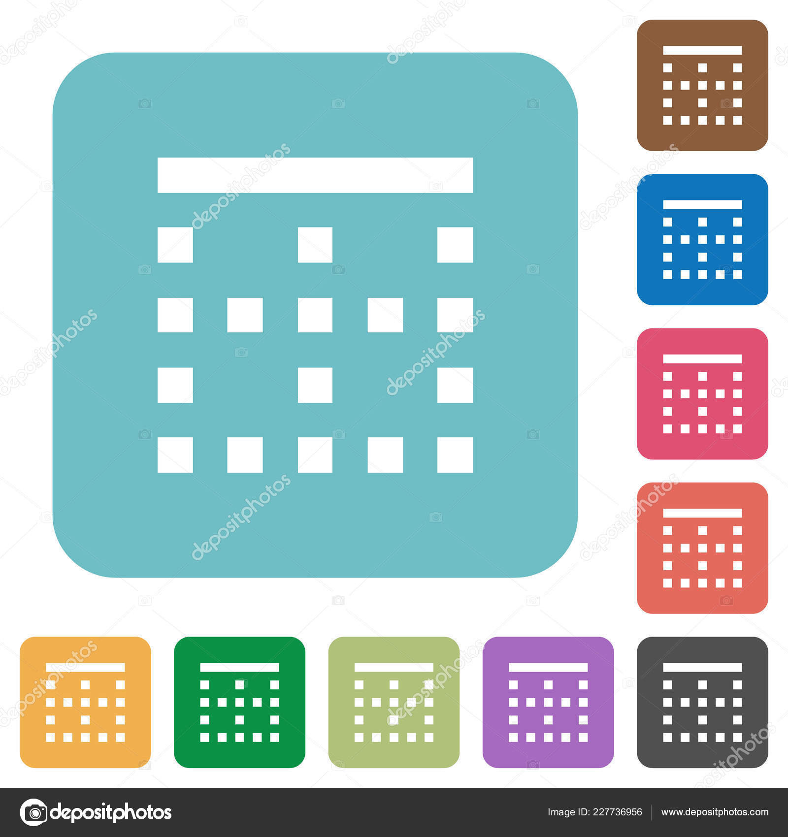 Top Border White Flat Icons Color Rounded Square Backgrounds Stock Vector Image by ...