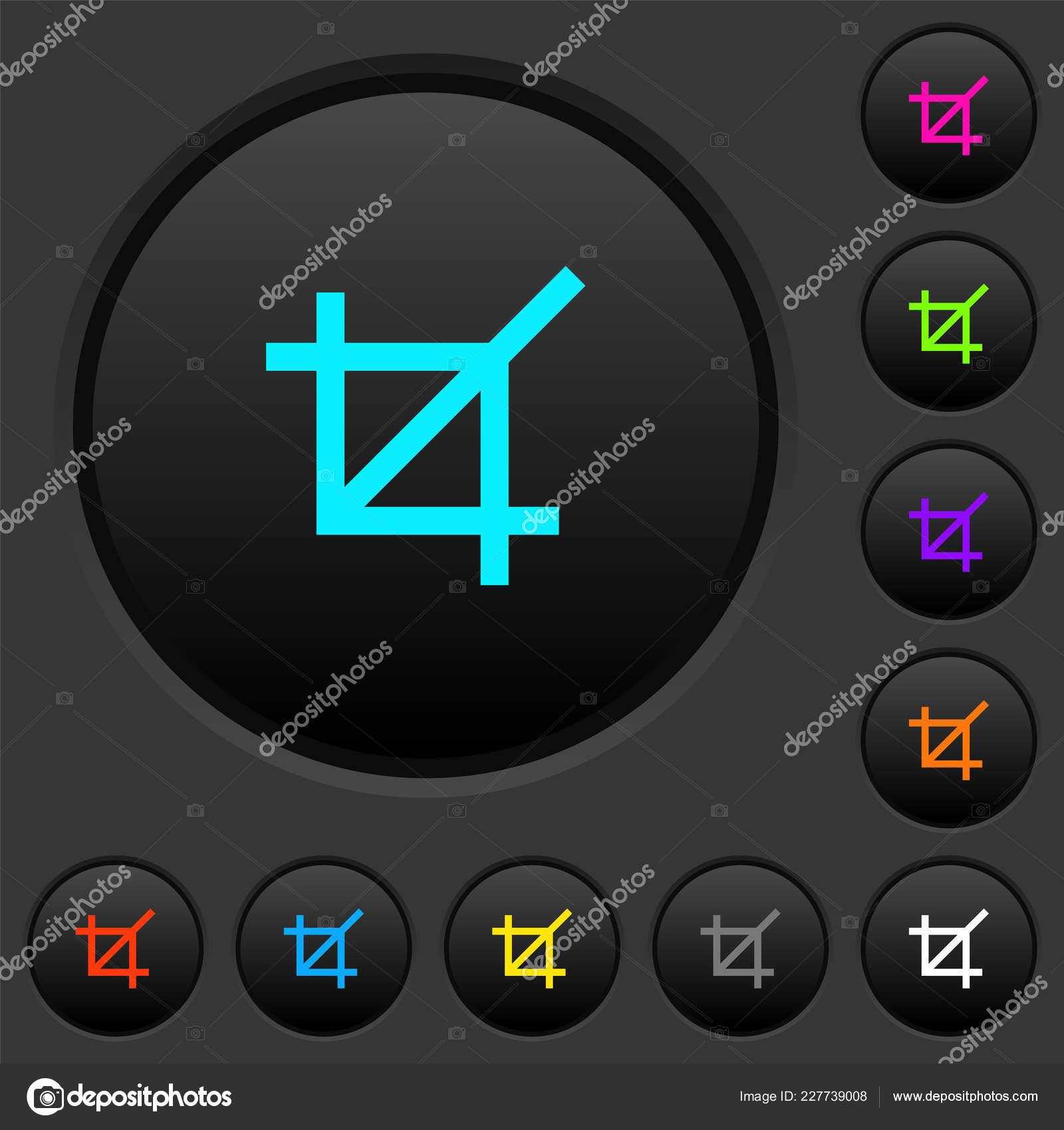 Crop Tool Dark Push Buttons Vivid Color Icons Dark Grey Stock Vector Image By ©renegadehomie