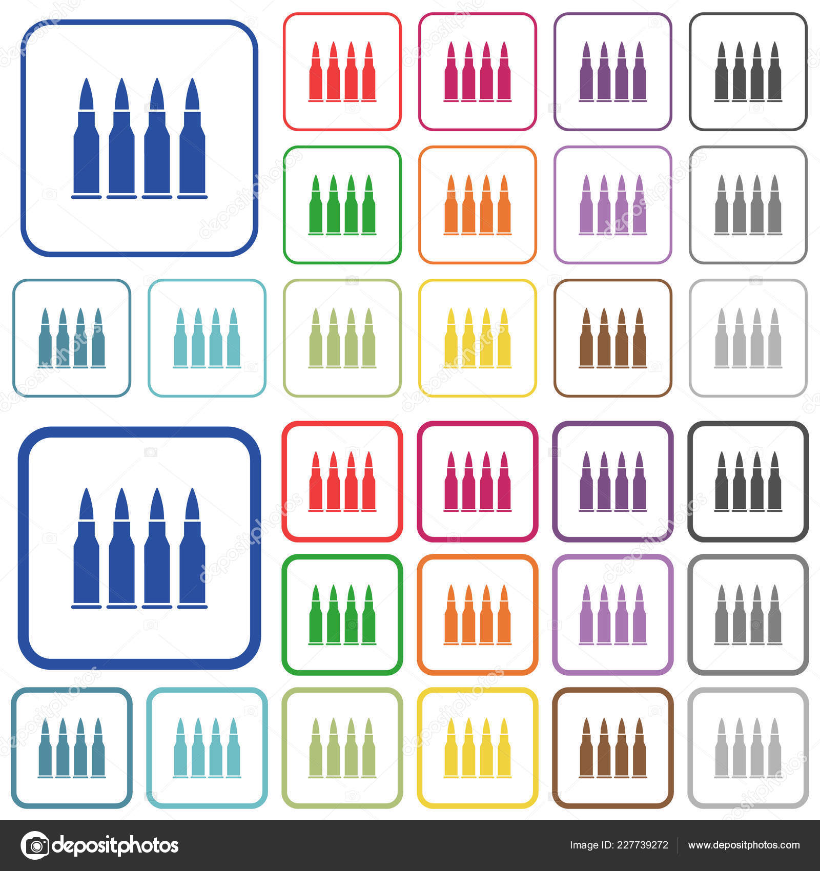 Four Bullets Color Flat Icons Rounded Square Frames Thin Thick Stock Vector by ©renegadehomie ...
